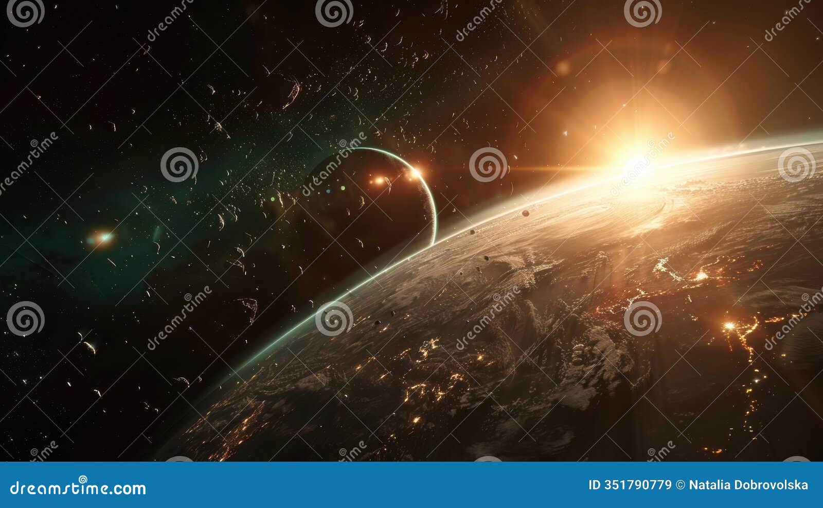 Solar Eclipse Showing Moon S Shadow on Sun and Earth during Totality ...