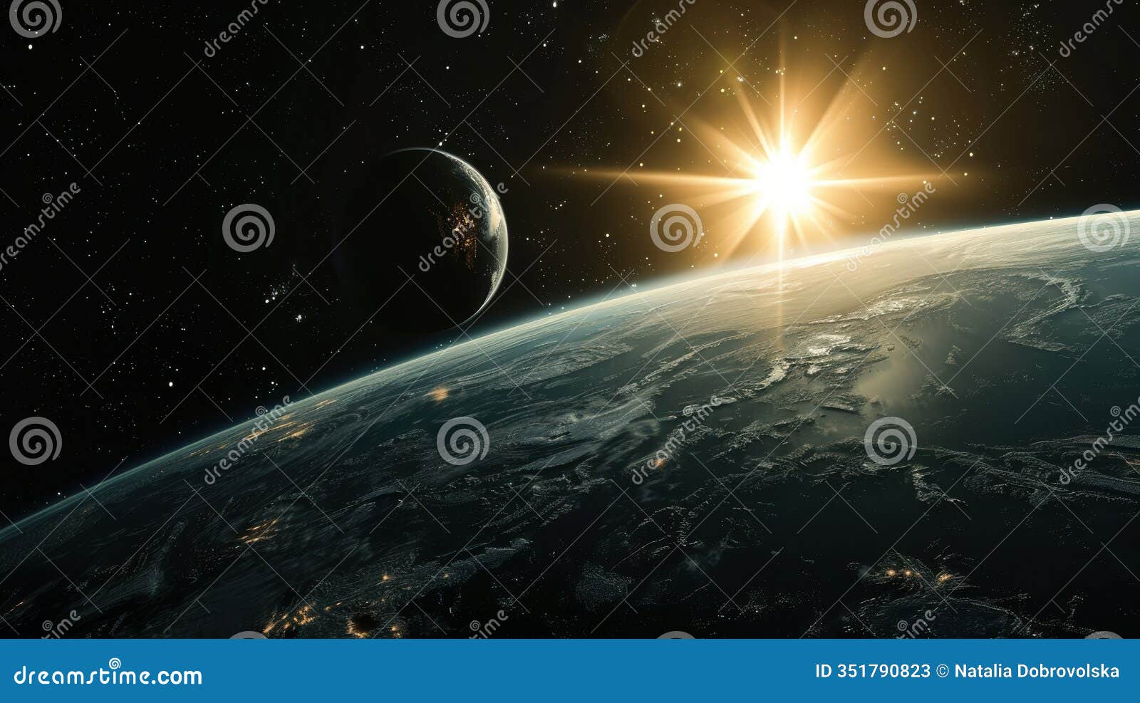 Solar Eclipse Showing Moon S Shadow on Sun and Earth during Totality ...