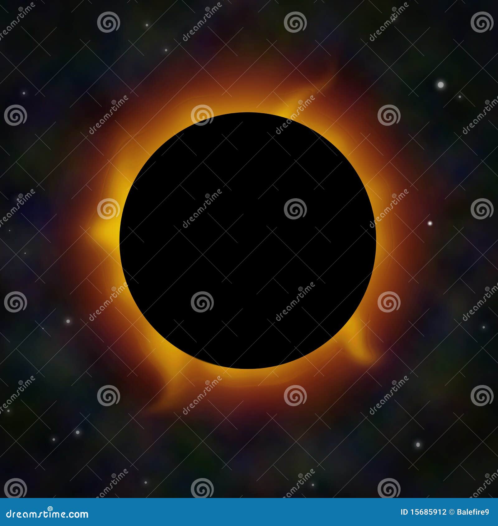 A Solar Eclipse with Solar Flares in Space. Stock Illustration ...