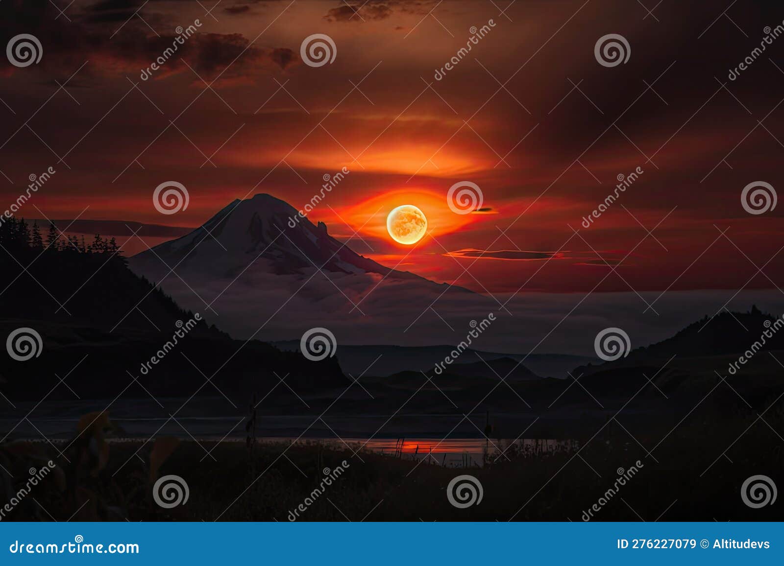 Solar Eclipse, with the Sun Being Blocked by the Moon, and a View of ...