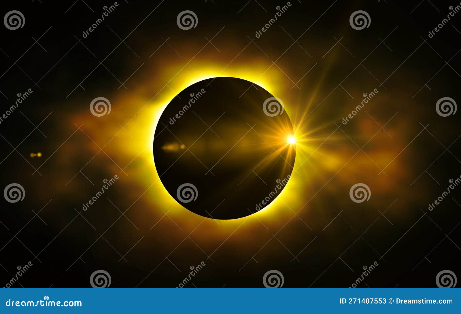 Solar Eclipse Sun Light Glowing in Universe. Full Orange Eclipse Lunar ...