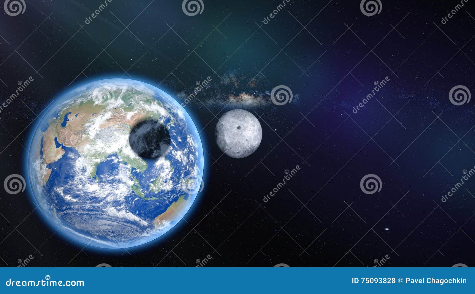 Solar Eclipse of Sun by the Moon. 3d Rendering Stock Illustration ...