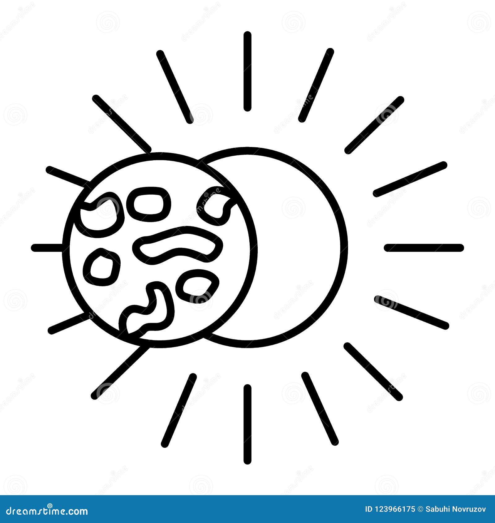 Solar Eclipse Thin Line Icon. Total Eclipse Vector Illustration ...