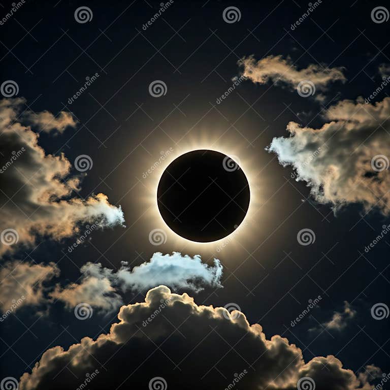 A Solar Eclipse with Vibrant Dark Clouds Stock Illustration ...