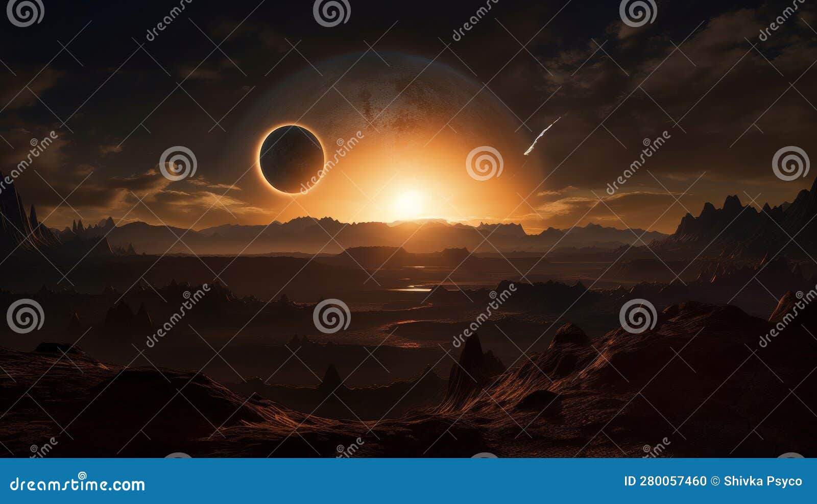 A Solar Eclipse View on an Alien Planet Generative AI Stock ...