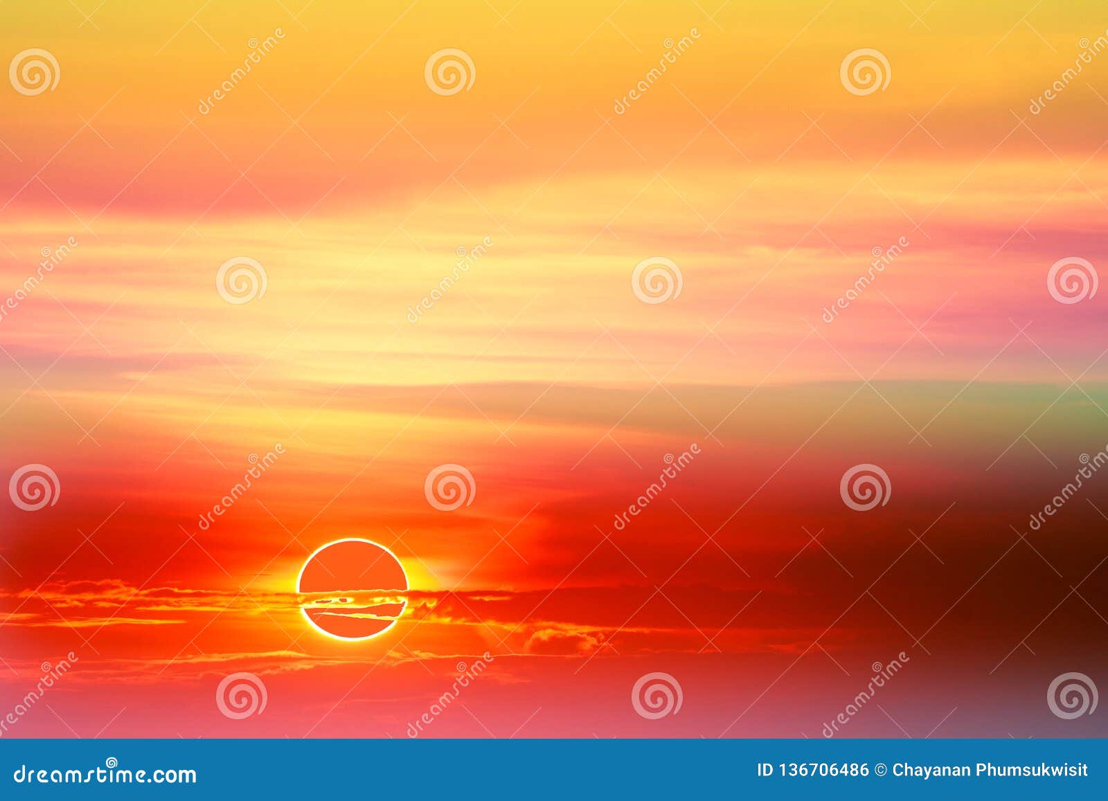 Solar Eclipses Occur in the Sky while the Sunset Stock Photo - Image of ...