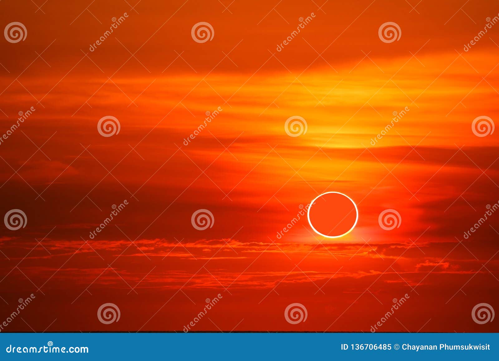 Solar Eclipses Occur in the Sky while the Sunset Times Stock Image ...