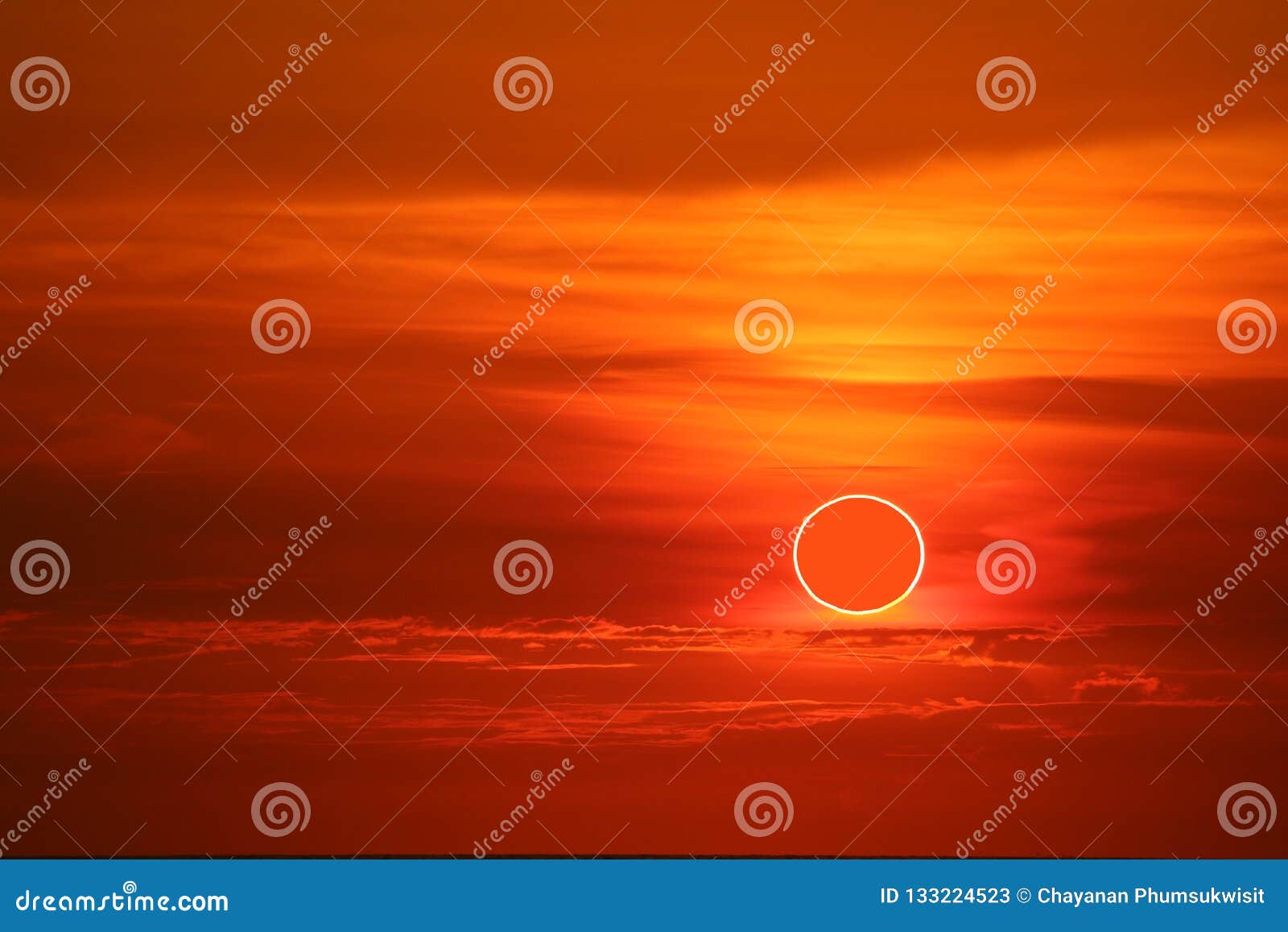 Solar Eclipses during the Sun Fall Over the Sky in Evening Stock Image ...