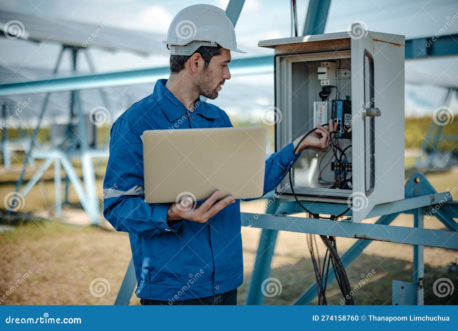 Solar Electric Installer and Practitioner Inspect Electrical Systems ...
