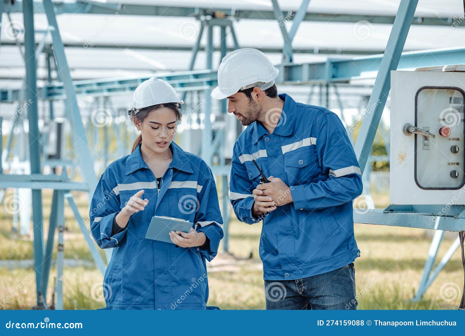 Solar Electric Installer And Practitioner Inspect Electrical Systems ...