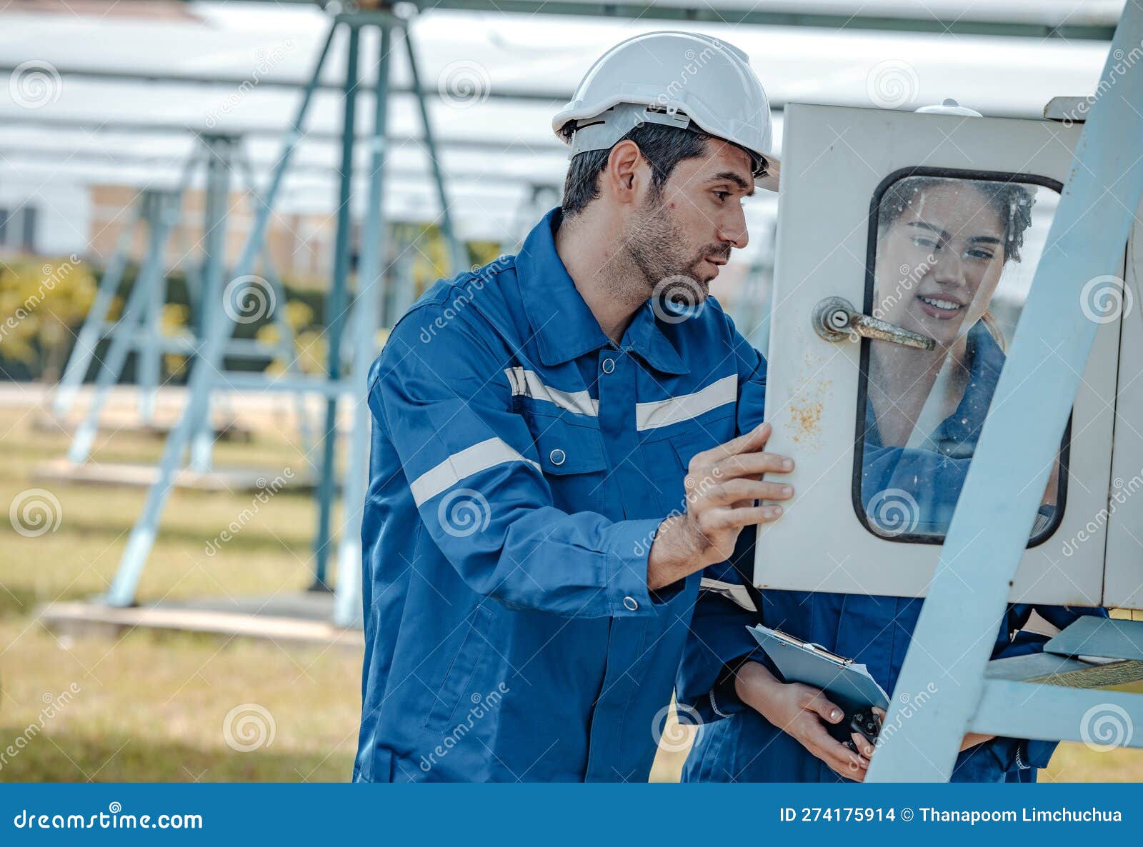 Solar Electric Installer and Practitioner Inspect Electrical Systems ...