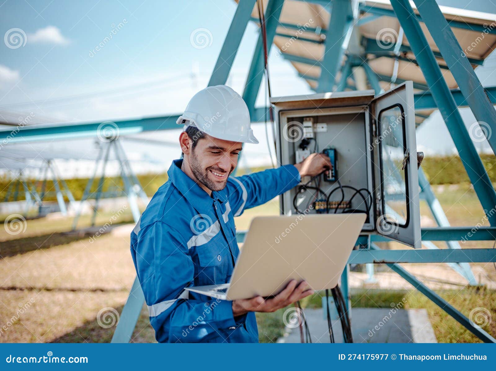 Solar Electric Installer and Practitioner Inspect Electrical Systems ...