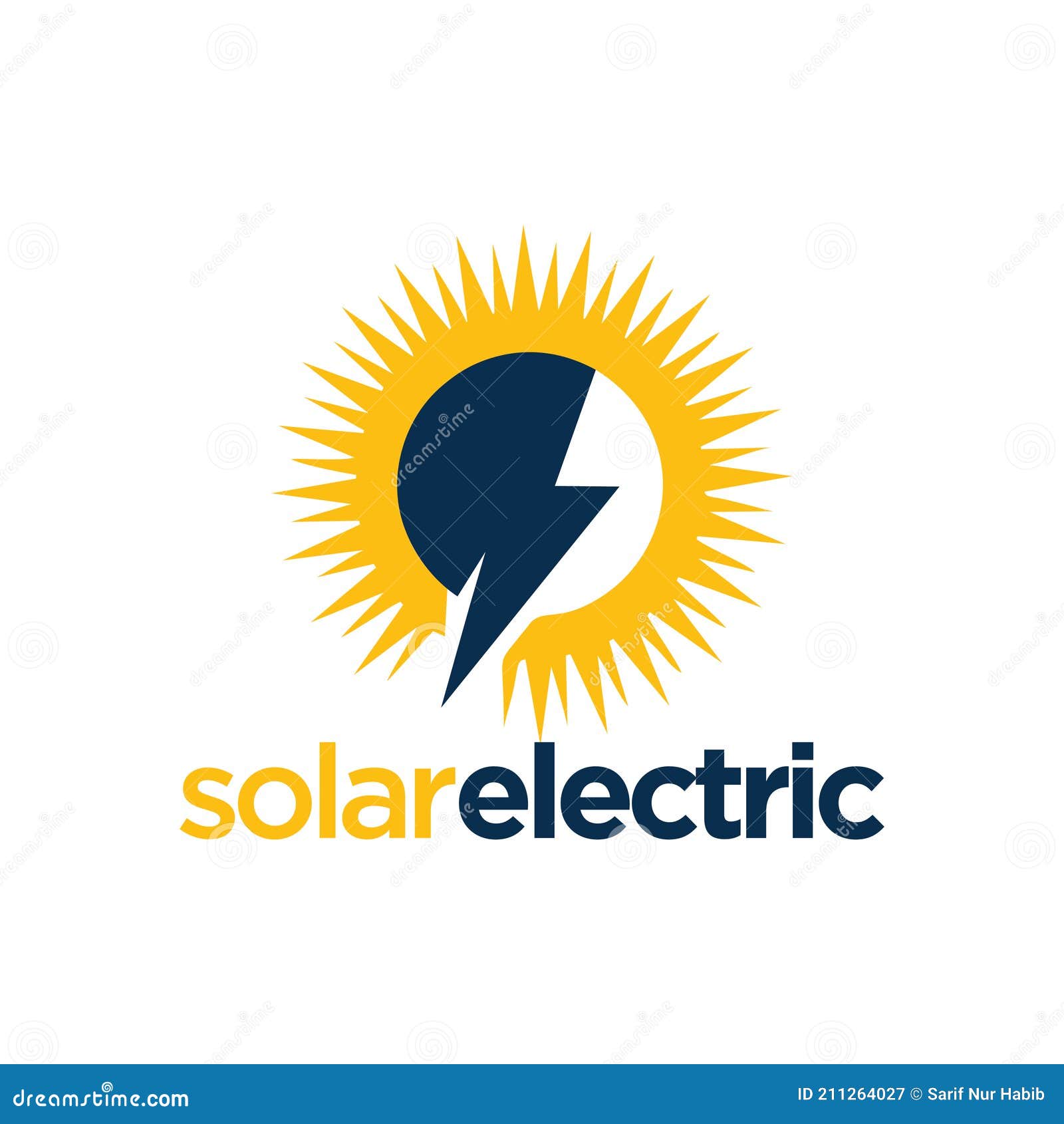 Solar Electric Logo Design Template Stock Vector - Illustration of ...