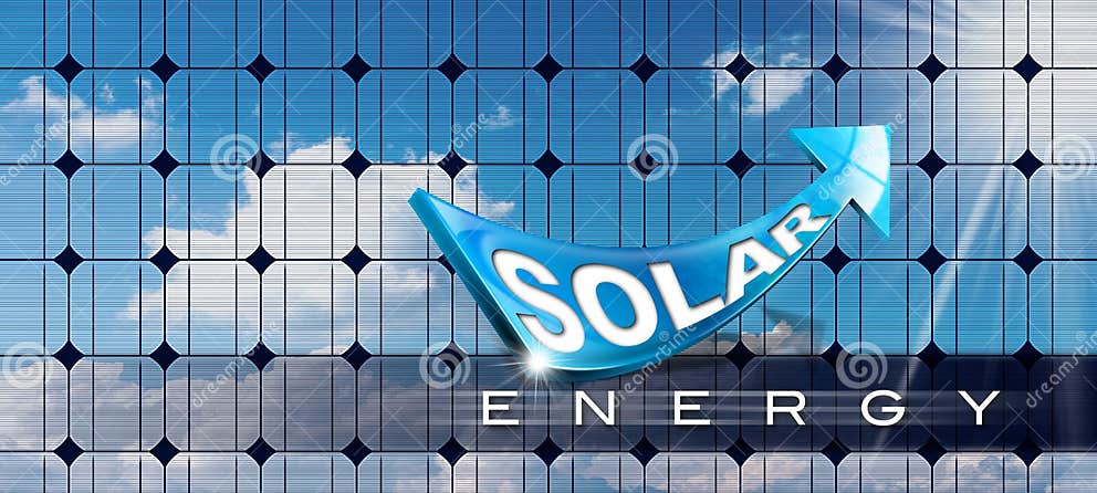 Solar Energy - Blue Arrow and Solar Panel Stock Illustration ...
