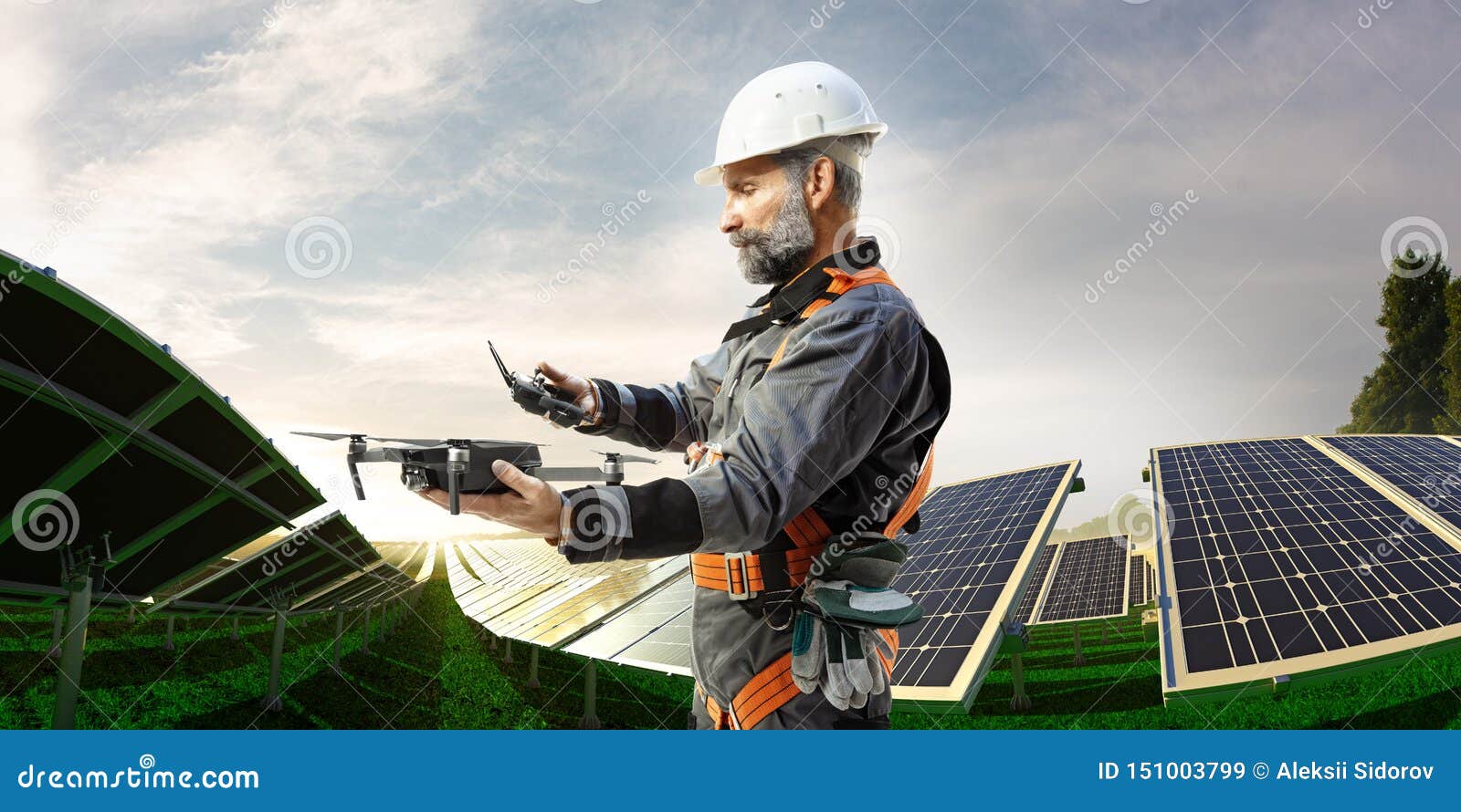 Solar Energy Engineer Using Drone for Check Station Stock Image - Image ...