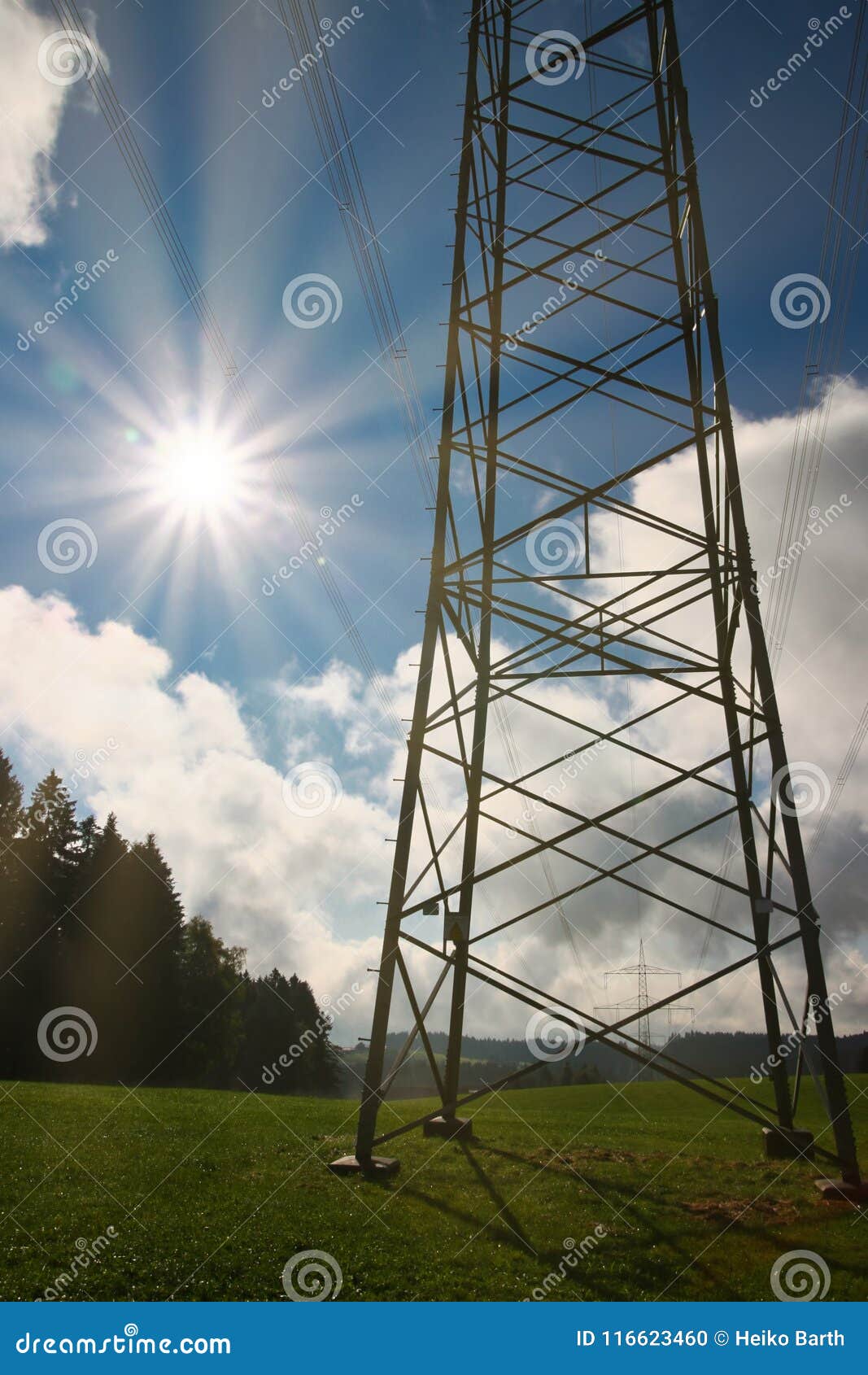 Solar Energy: High Voltage Pylon Stock Photo - Image of business ...