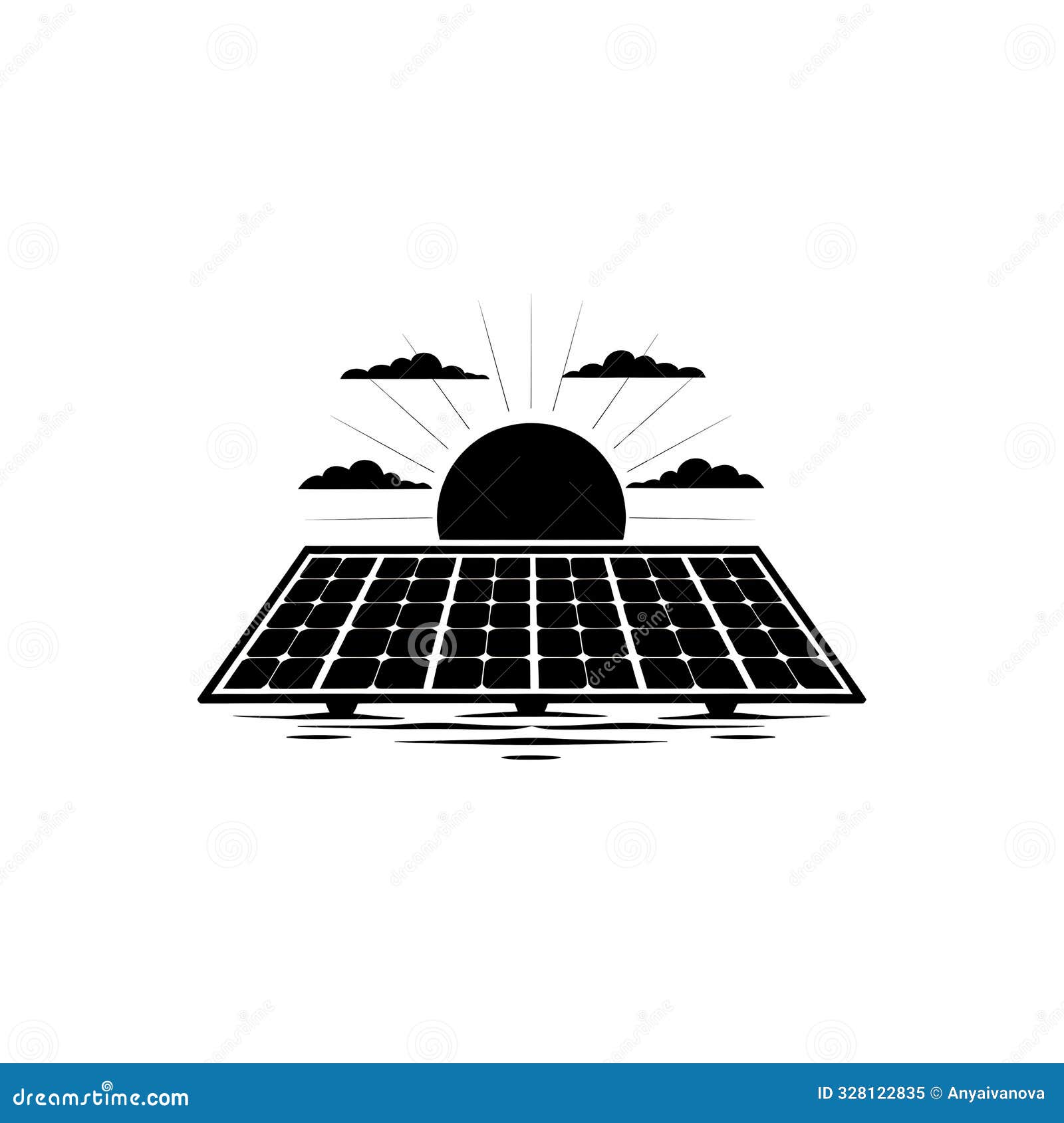 Solar Energy Icon with Sun and Solar Panels - Clean and Sustainable ...