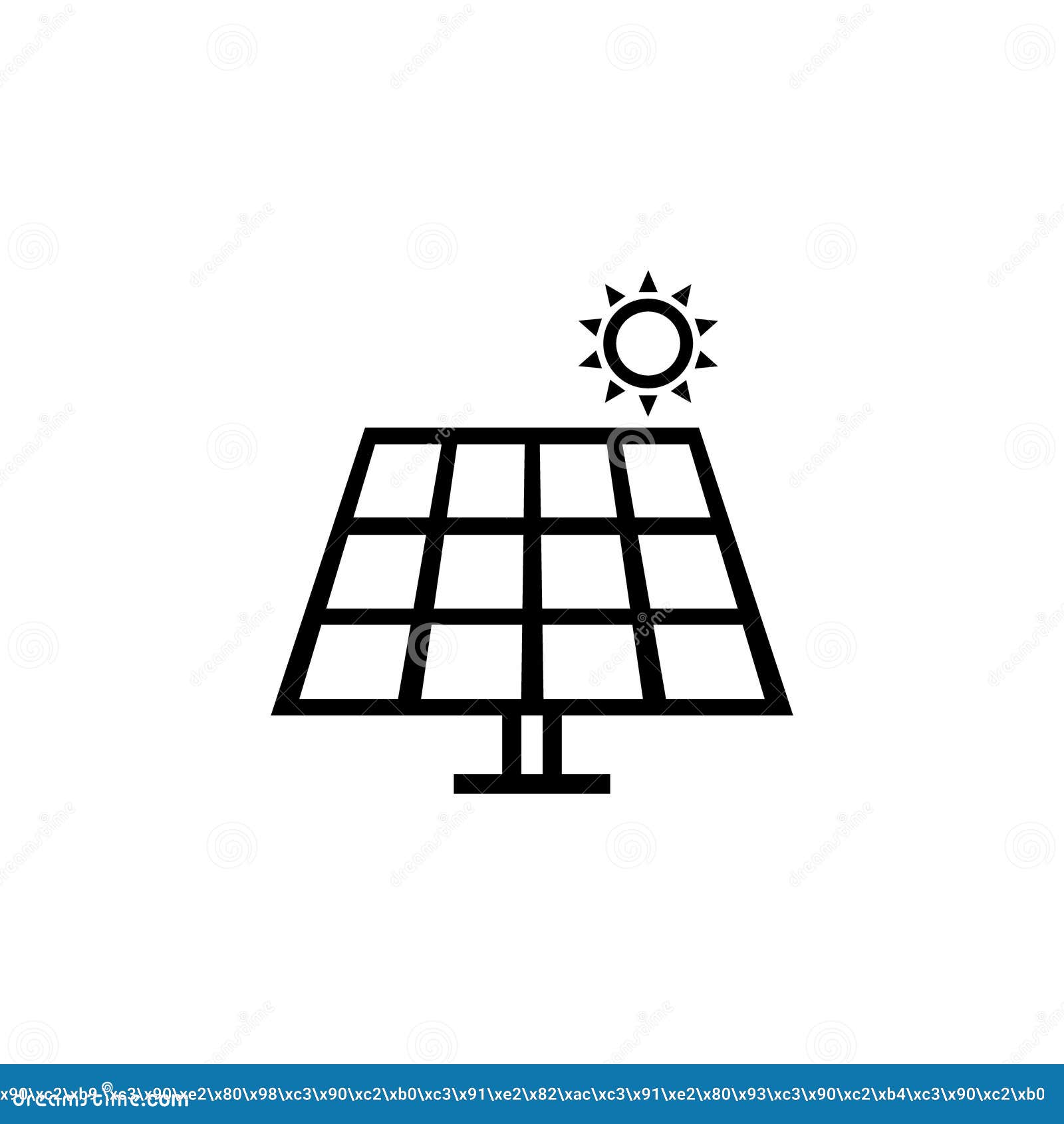 Solar Energy Line Icon. Frontal Solar Panel Outline Vector Illustration ...