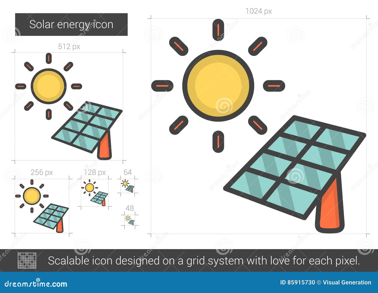 Solar energy line icon. stock vector. Illustration of line - 85915730