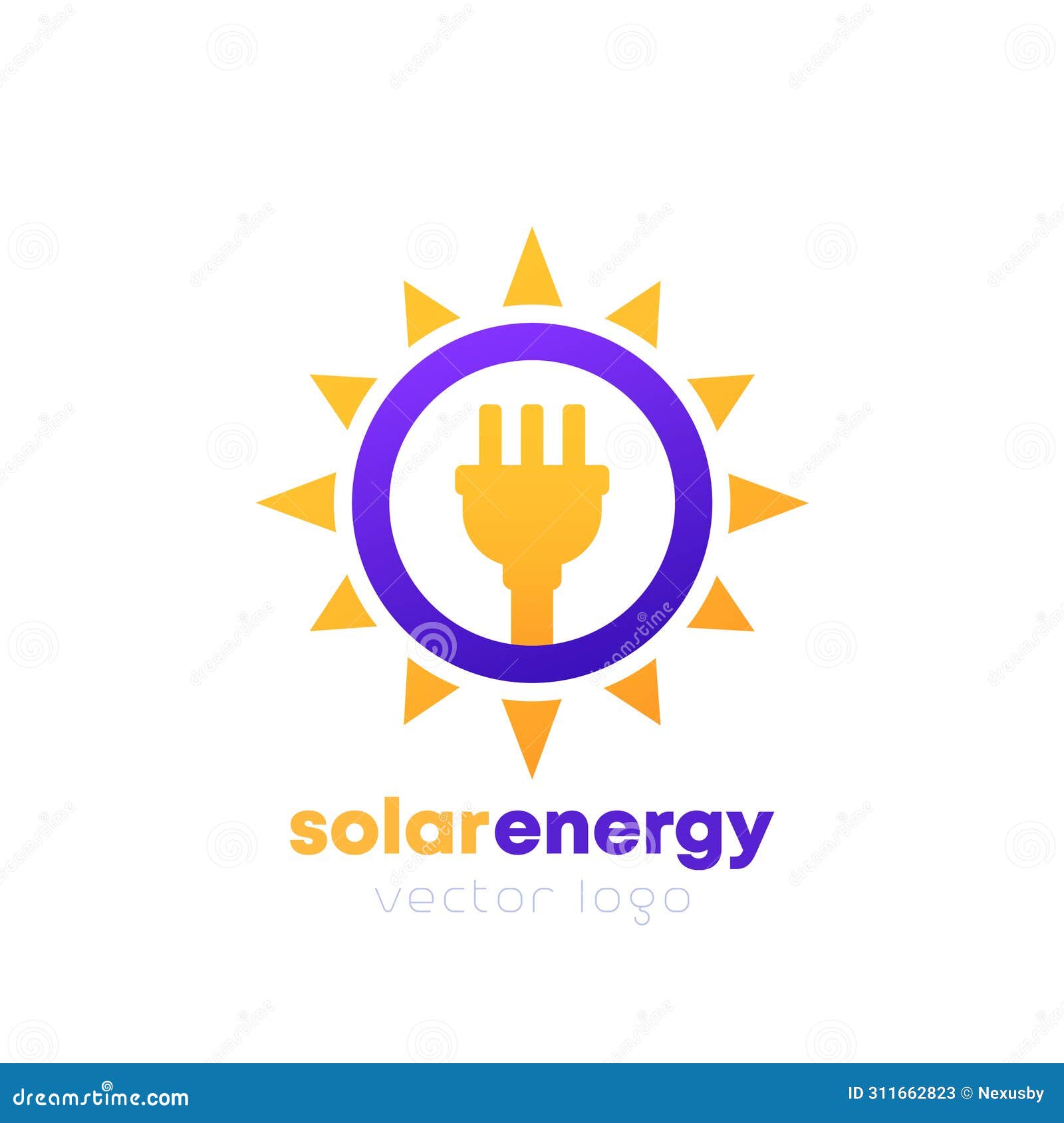 Solar Energy Logo, Sun and Electric Plug, Vector Stock Vector ...