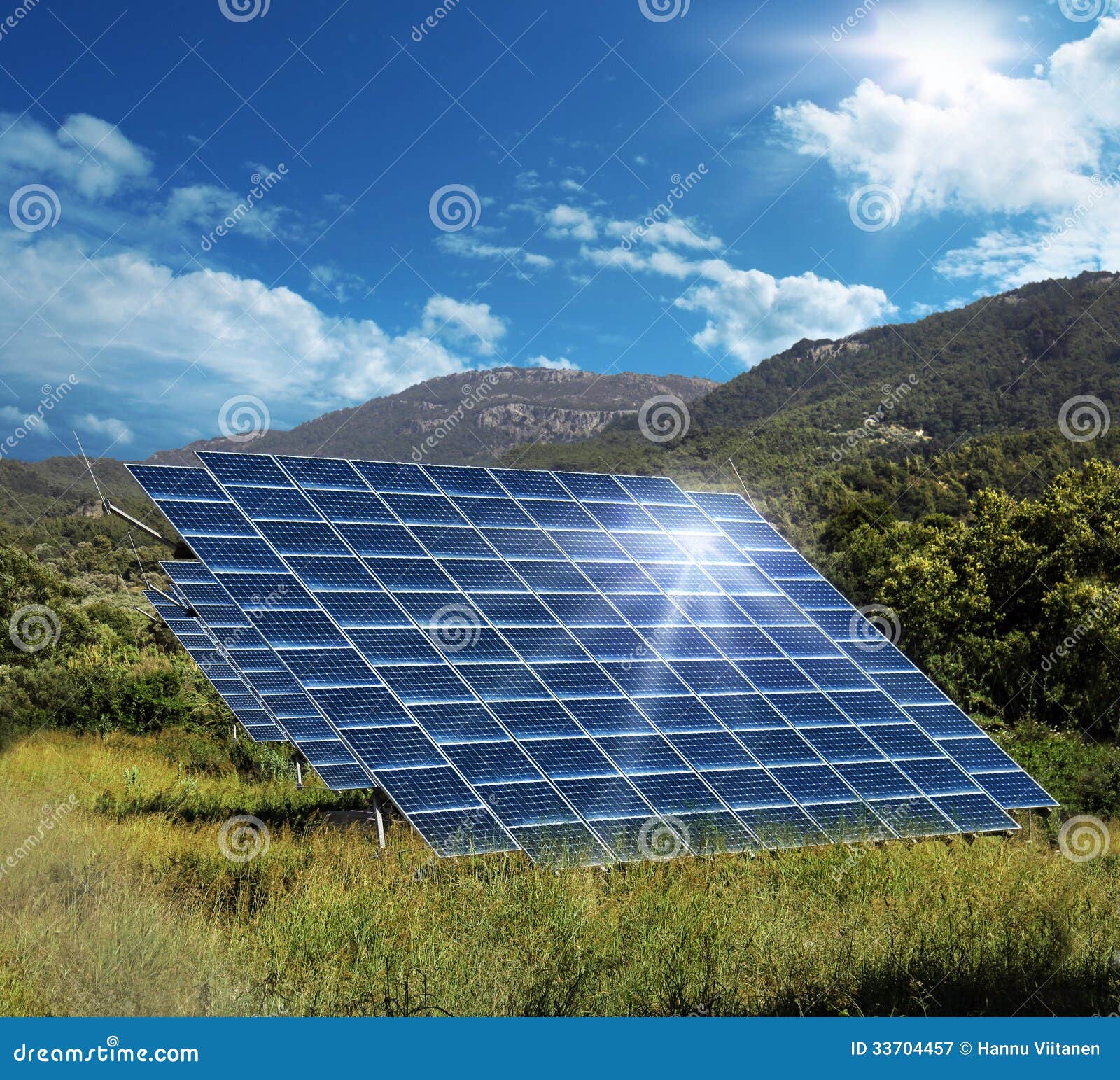Solar Energy Panel Collectors Reflecting Sun Stock Image - Image of ...