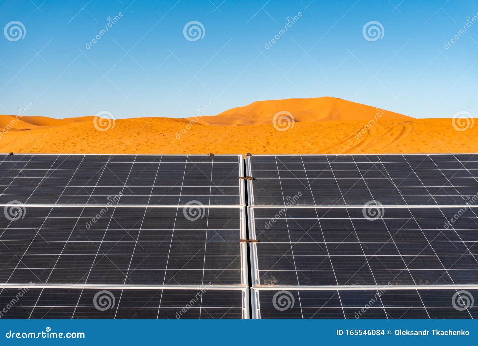 Solar Energy Panel at Desert. Sun As Energy Resource Concept Stock ...