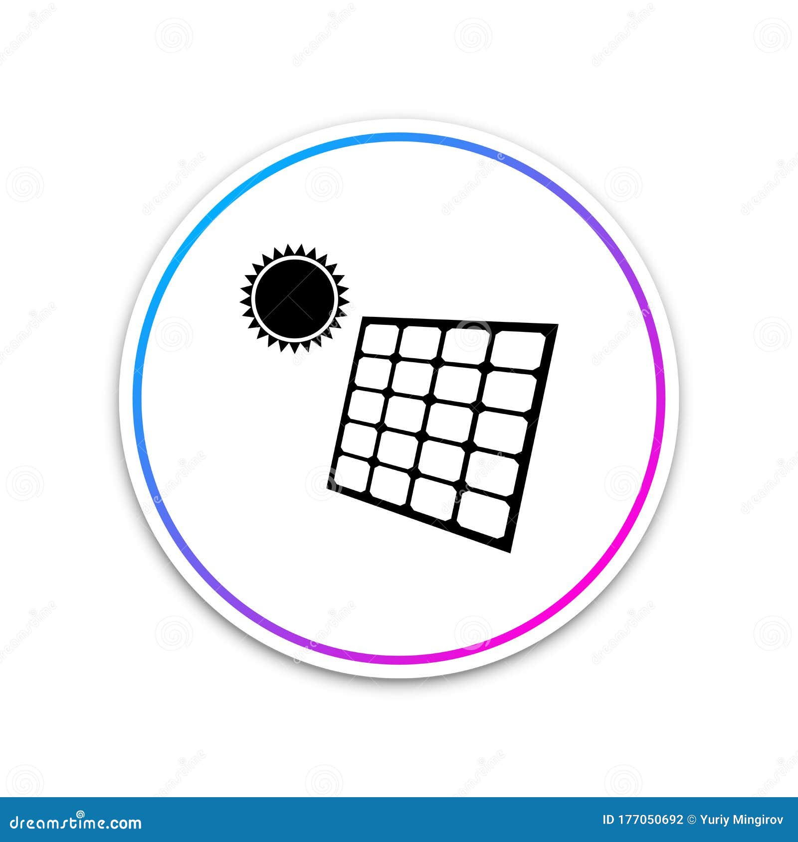 Solar Energy Panel Icon Isolated on White Background. Circle White ...