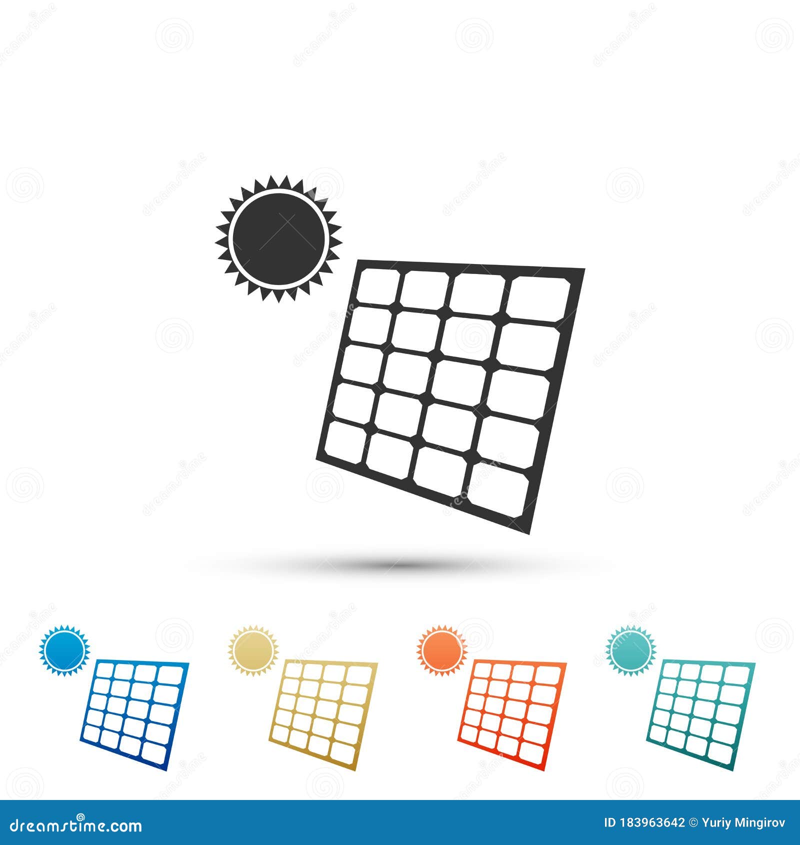 Solar Energy Panel Icon Isolated on White Background. Set Elements in ...