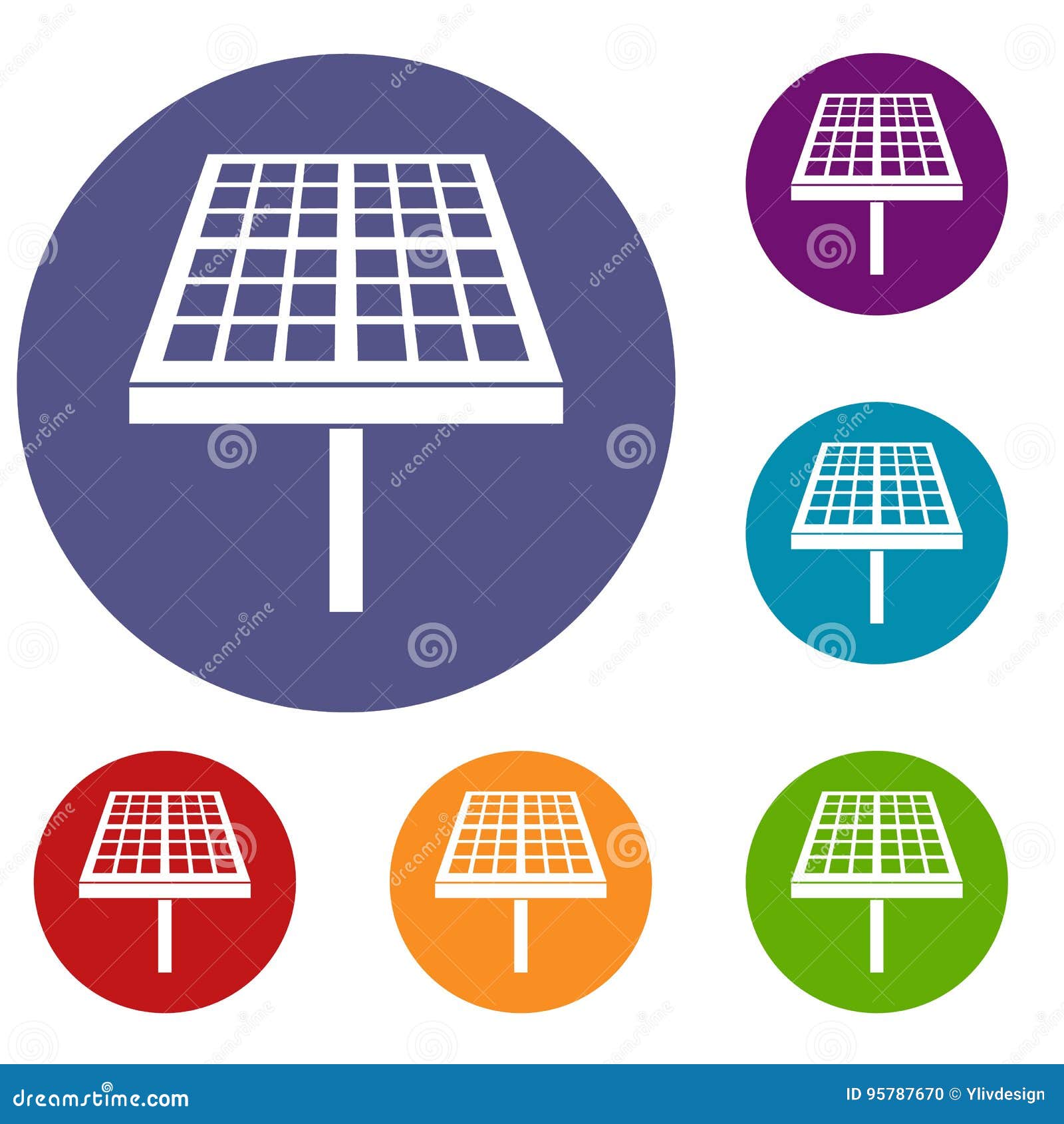 Solar Energy Panel Icons Set Stock Vector - Illustration of clean ...