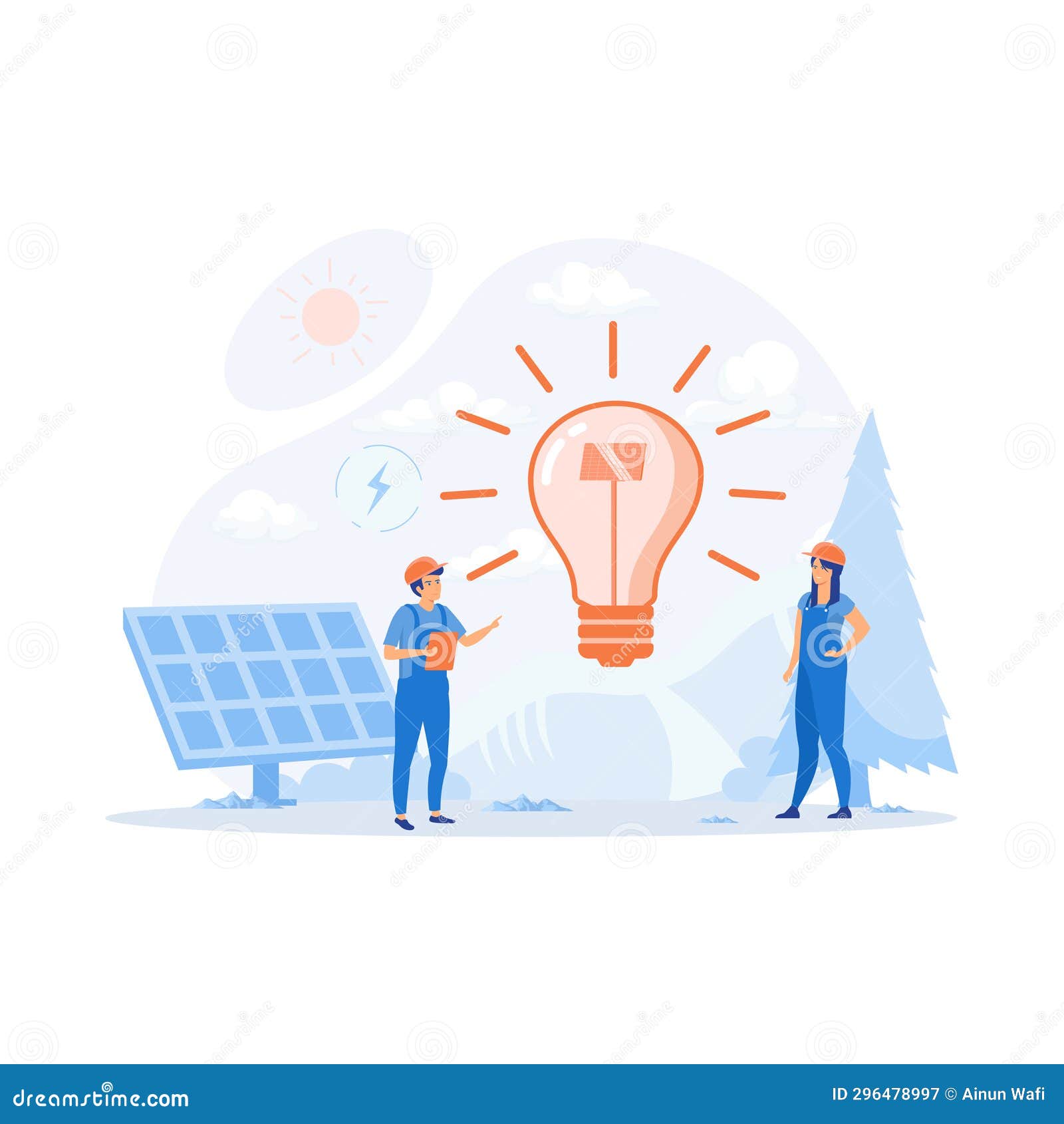 Solar Energy Panel Instalation. Field Worker and Project Manager ...