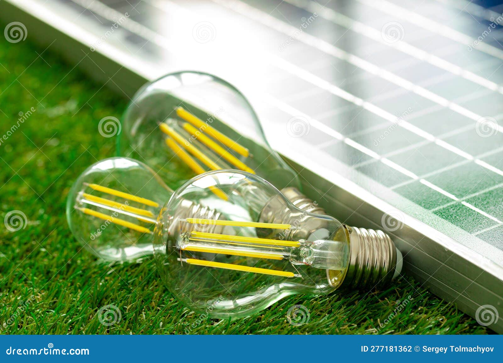 Solar Energy Panel and Light Bulb, Green Energy Concept Stock Photo ...