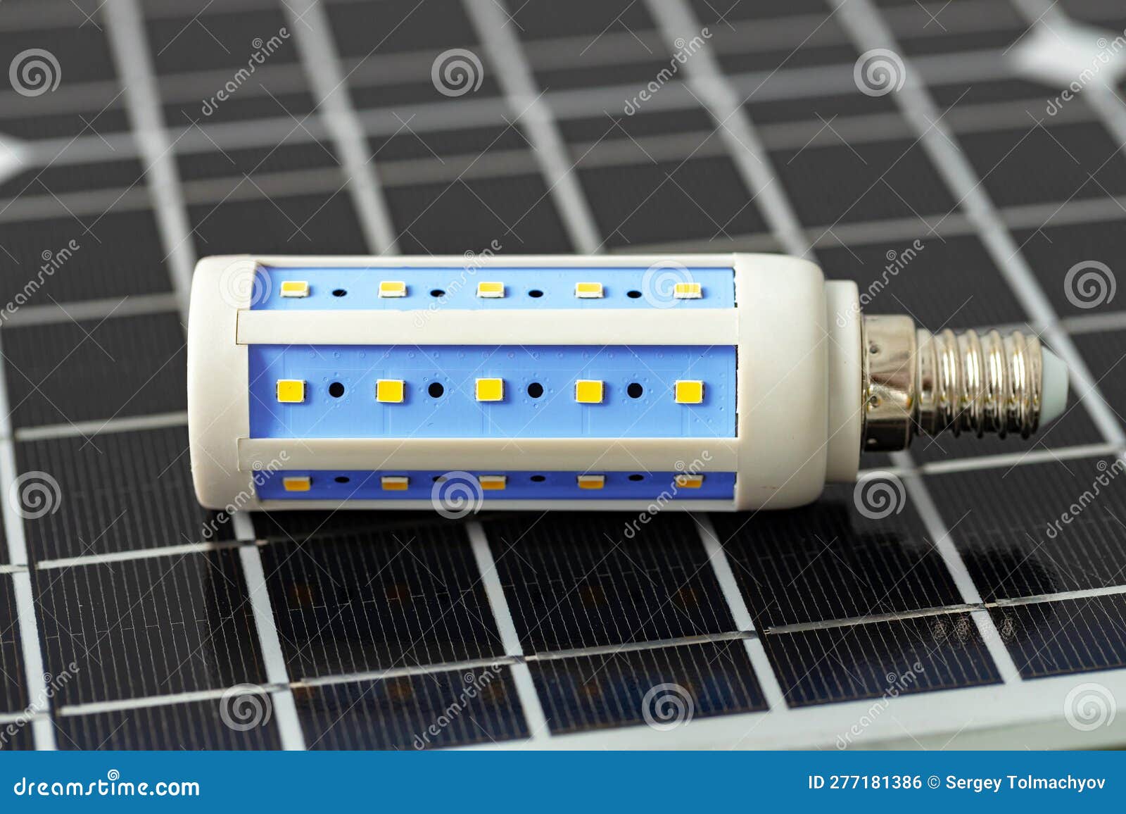 Solar Energy Panel and Light Bulb, Green Energy Concept Stock Photo ...