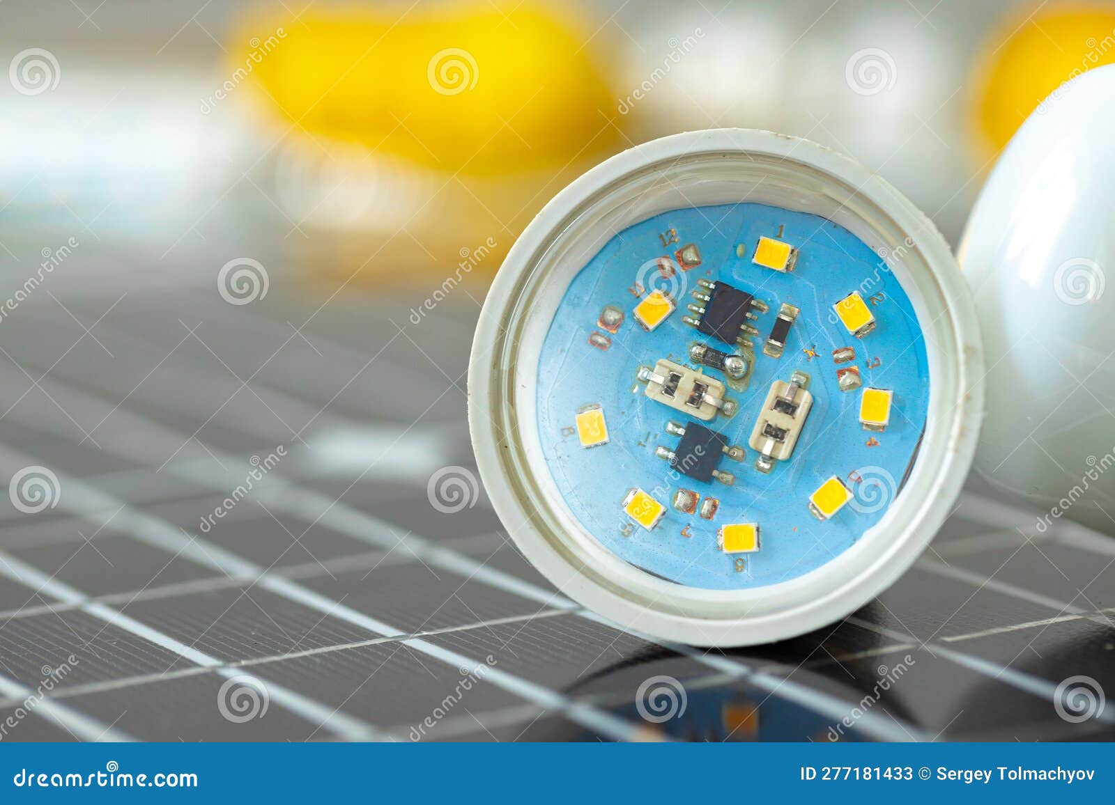 Solar Energy Panel and Light Bulb, Green Energy Concept Stock Image ...