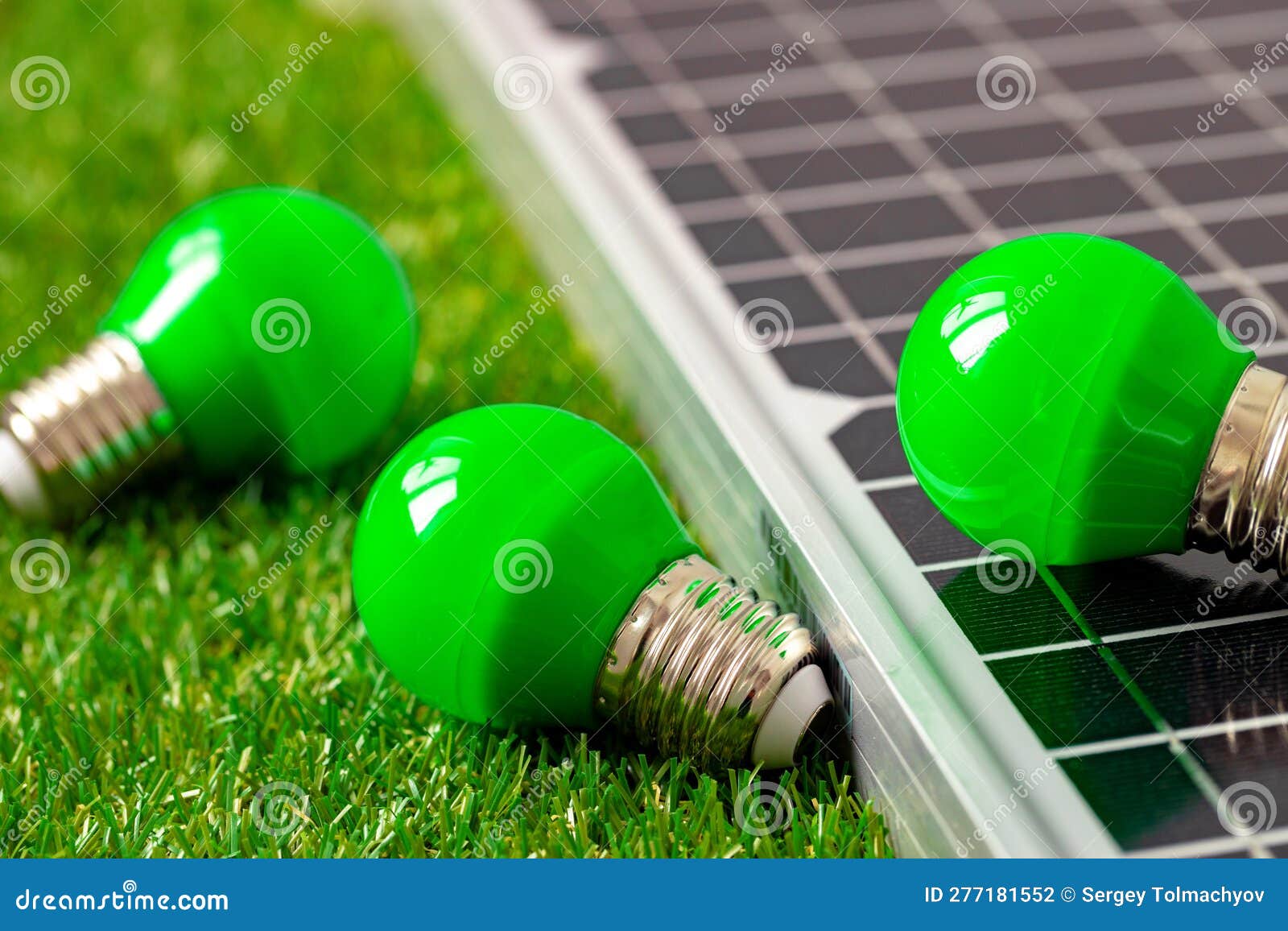 Solar Energy Panel and Light Bulb, Green Energy Concept Stock Photo ...