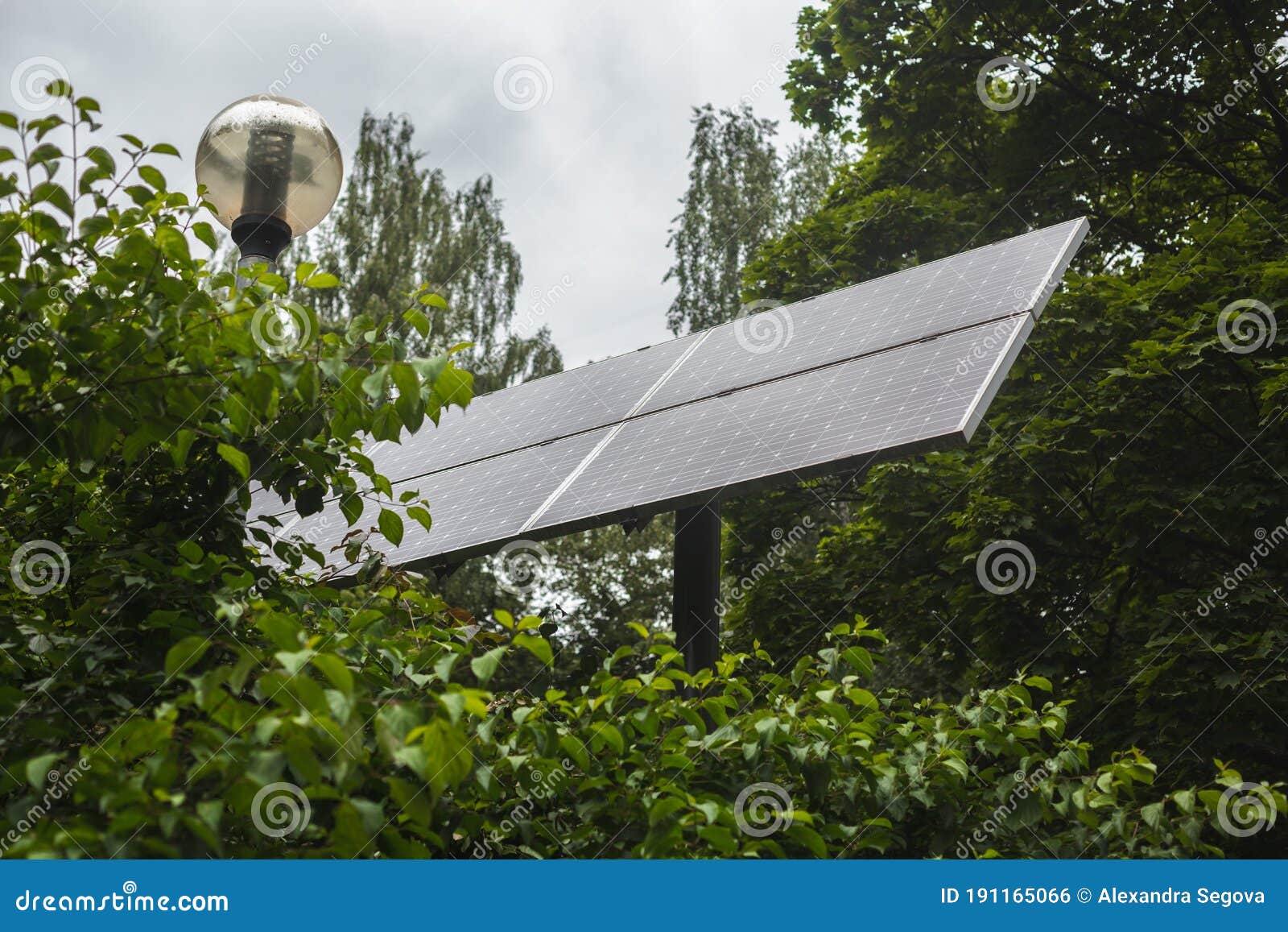 Solar Energy Panel in the Park Closeup. Renewable Source of Electricity ...
