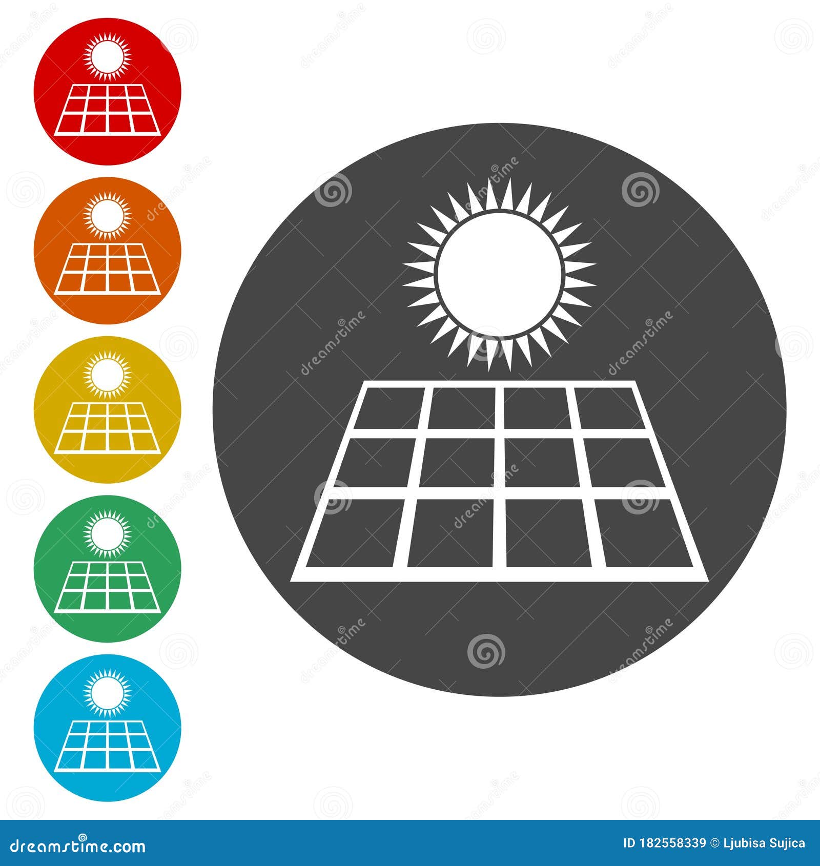 Solar energy panel stock vector. Illustration of pictogram - 182558339