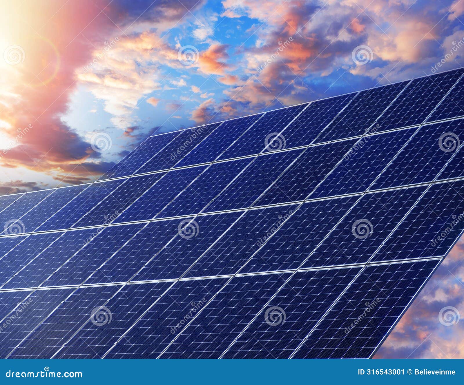 Solar Energy Panels Against Sky with Clouds Stock Image - Image of ...