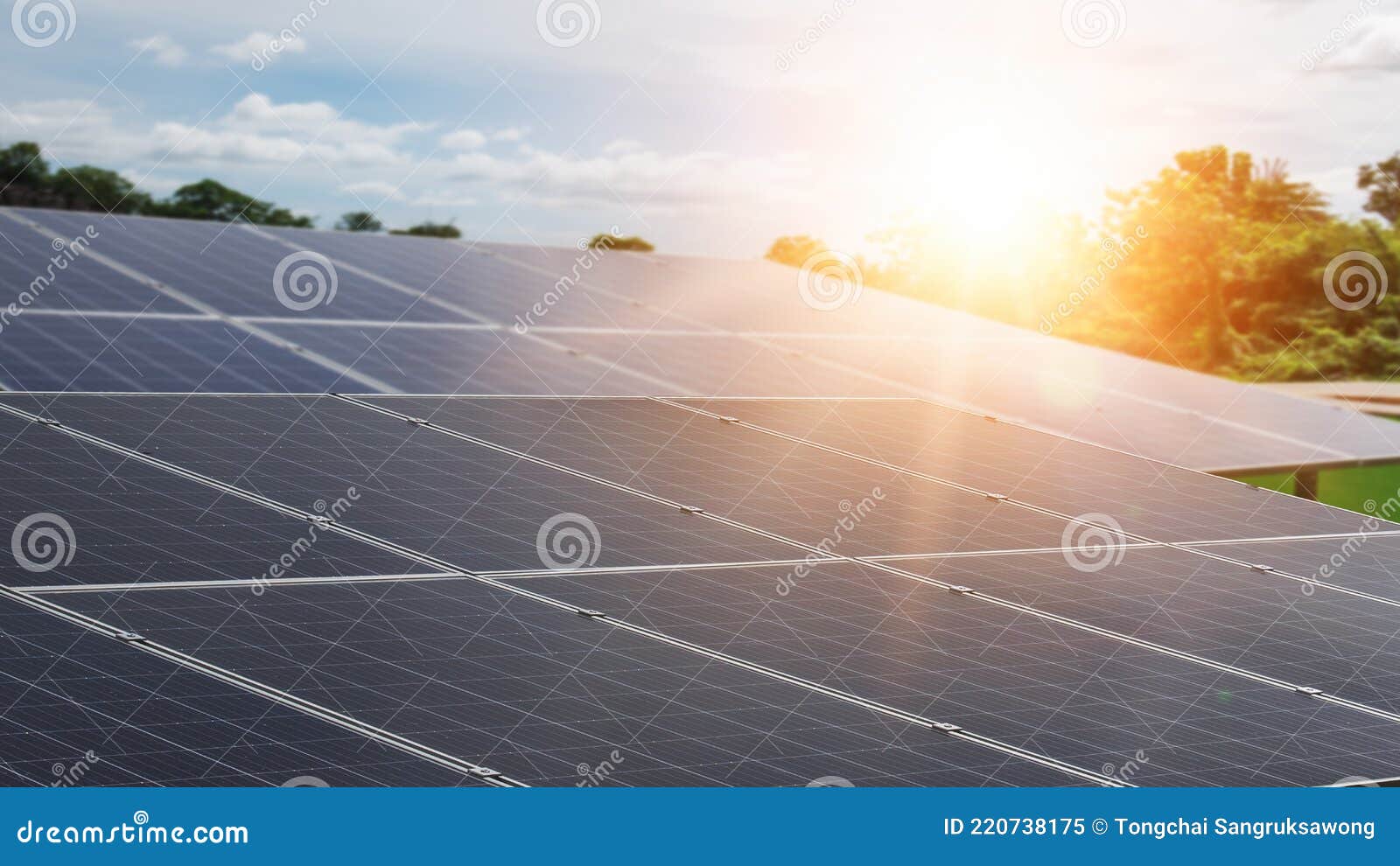 Solar Energy Panels and Sunlight at Sunset. Concept of Sustainable ...