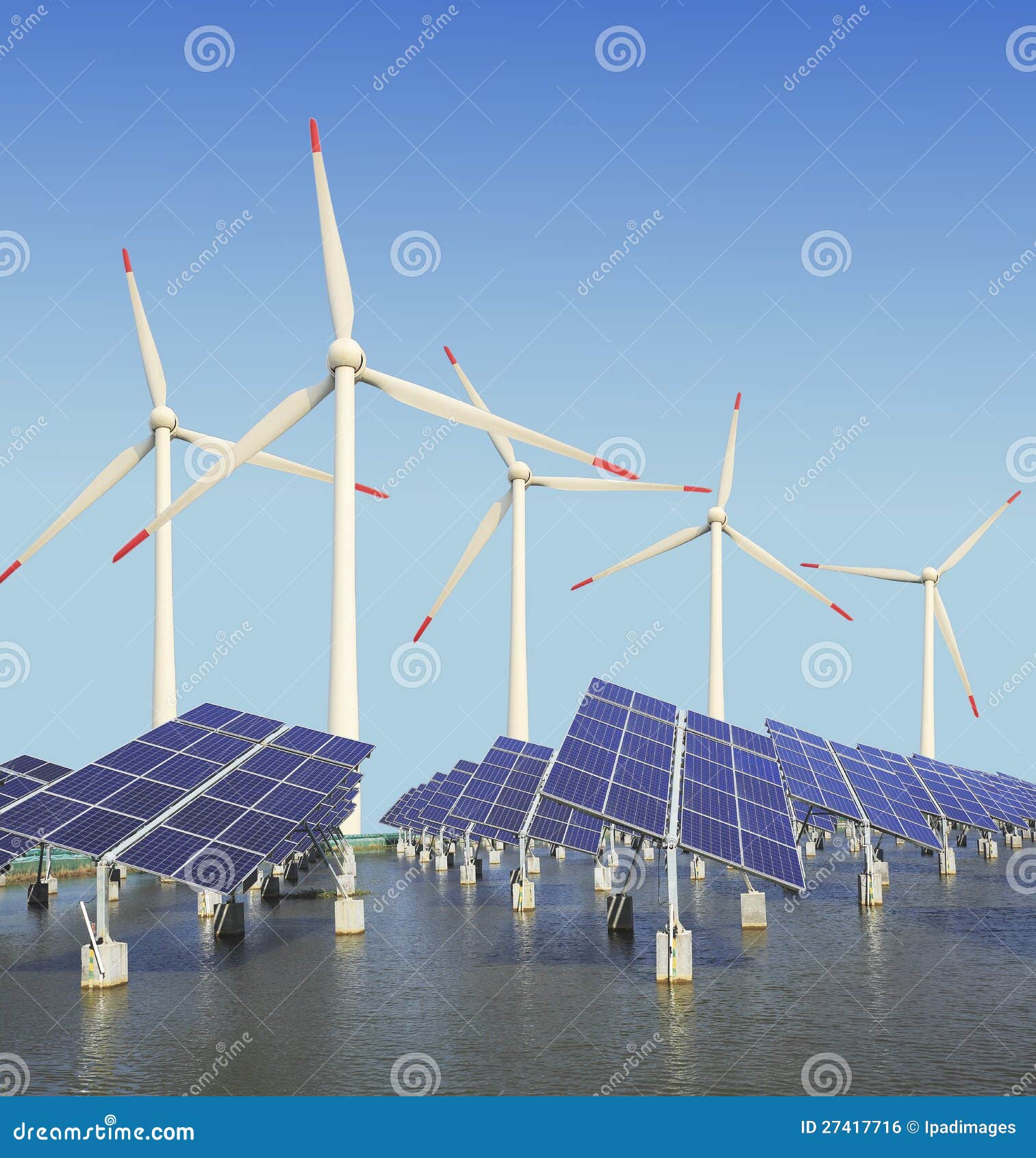 Solar Energy Panels and Wind Turbine Stock Photo - Image of collector ...