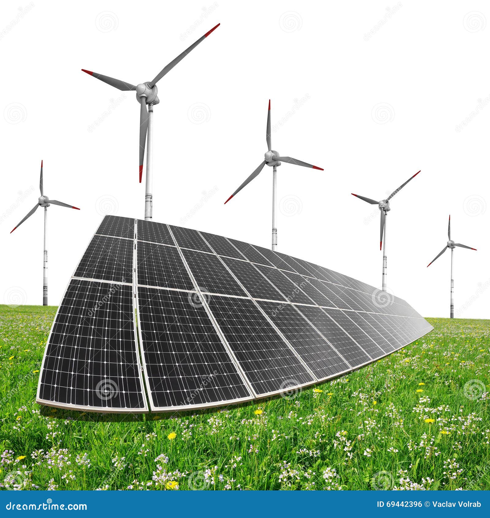 Solar Energy Panels with Wind Turbines Stock Photo - Image of ...