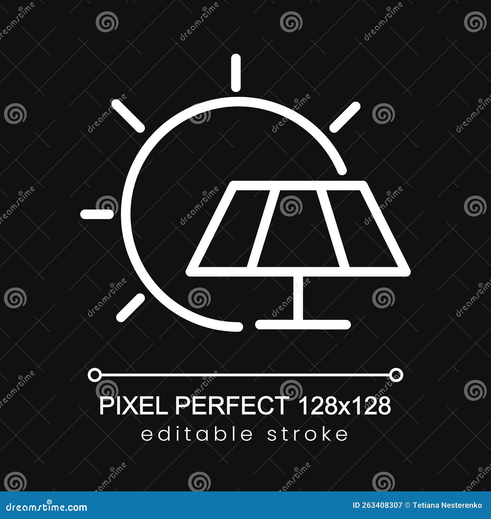 Solar Energy Pixel Perfect White Linear Icon for Dark Theme Stock ...