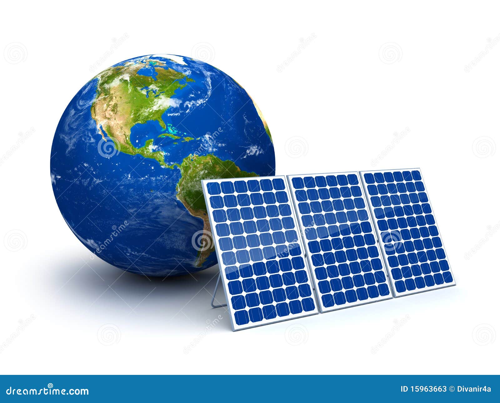 Solar Energy for Planet Earth Stock Illustration - Illustration of ...