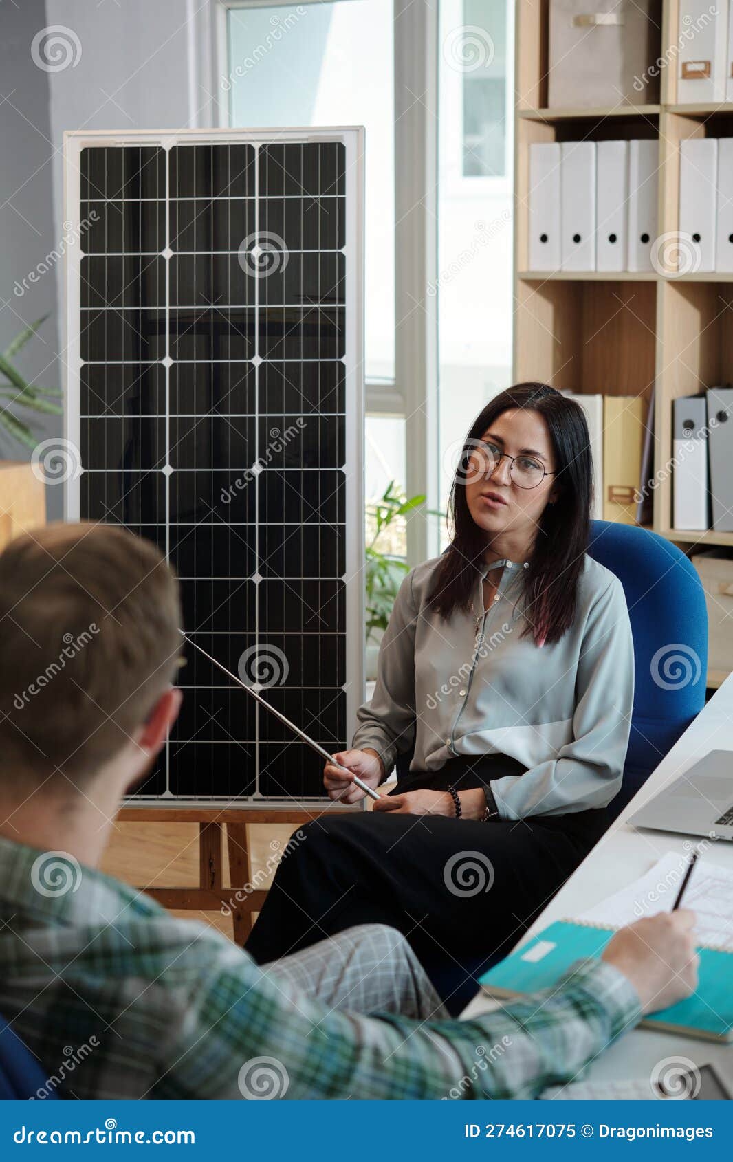 Solar Energy Sales Manager Talking To Client Stock Image - Image of ...