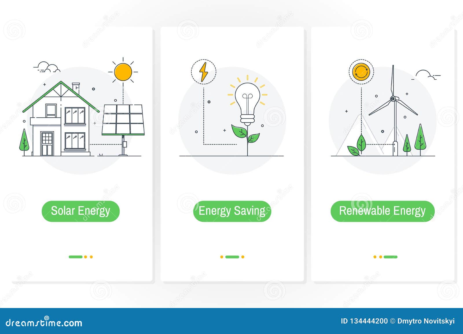 Solar Energy, Energy Saving, Renewable Energy.UX, UI, GUI Vector ...
