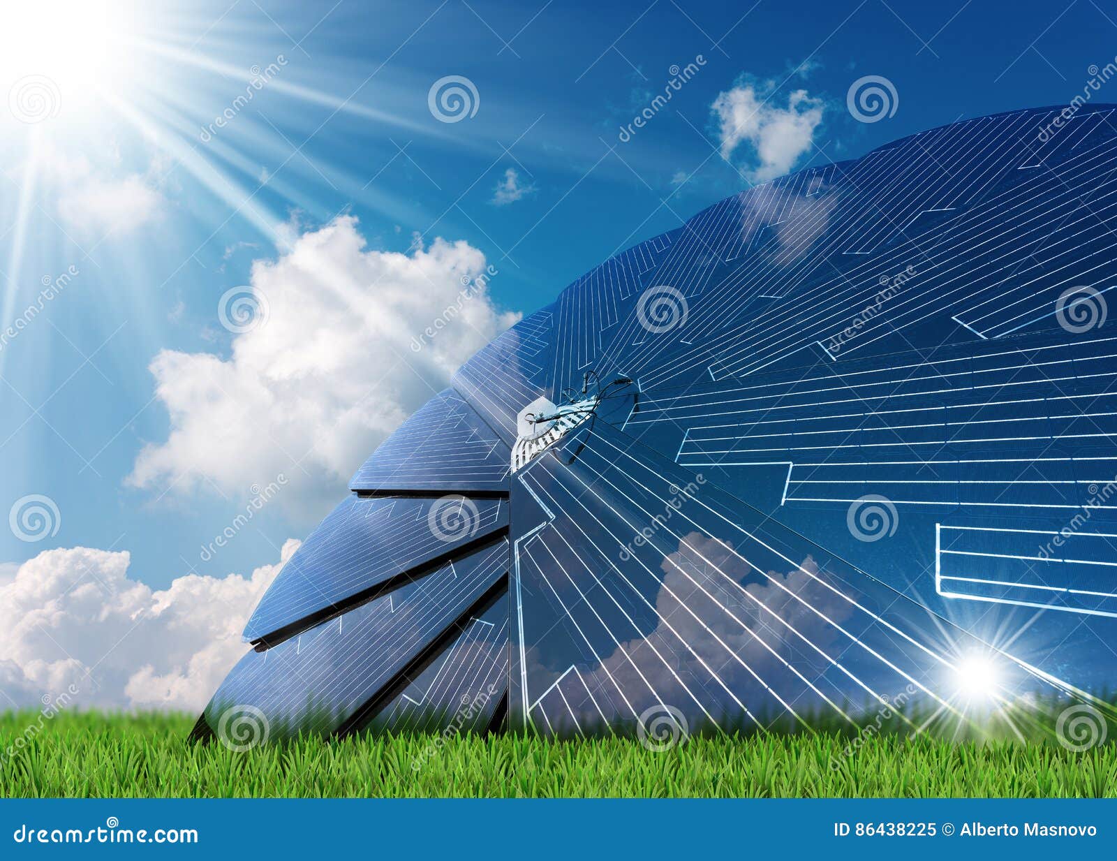 Solar Energy - Solar Panel on Green Grass Stock Image - Image of ...