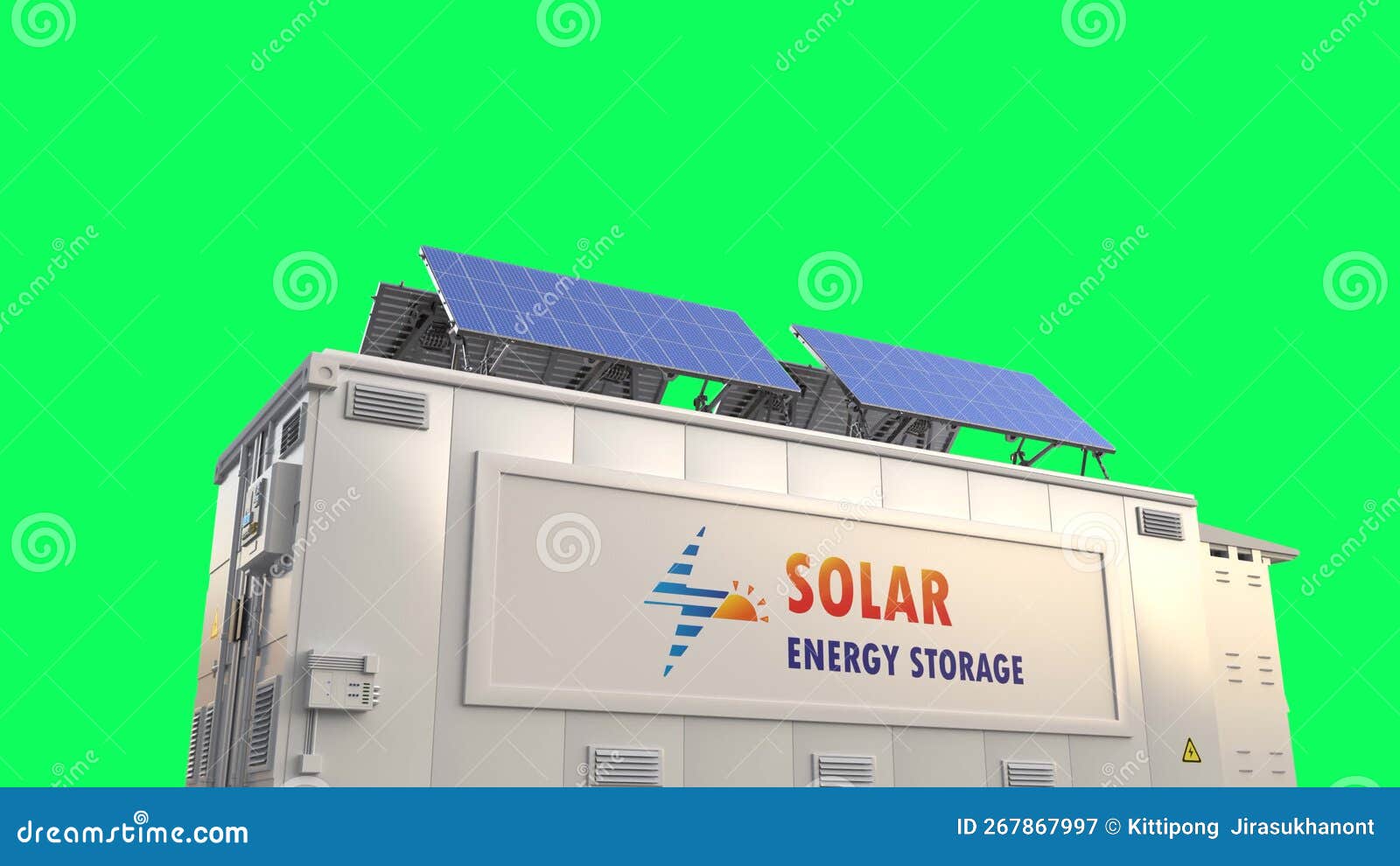 Solar Energy Storage System or Battery Container Unit on Green Screen ...