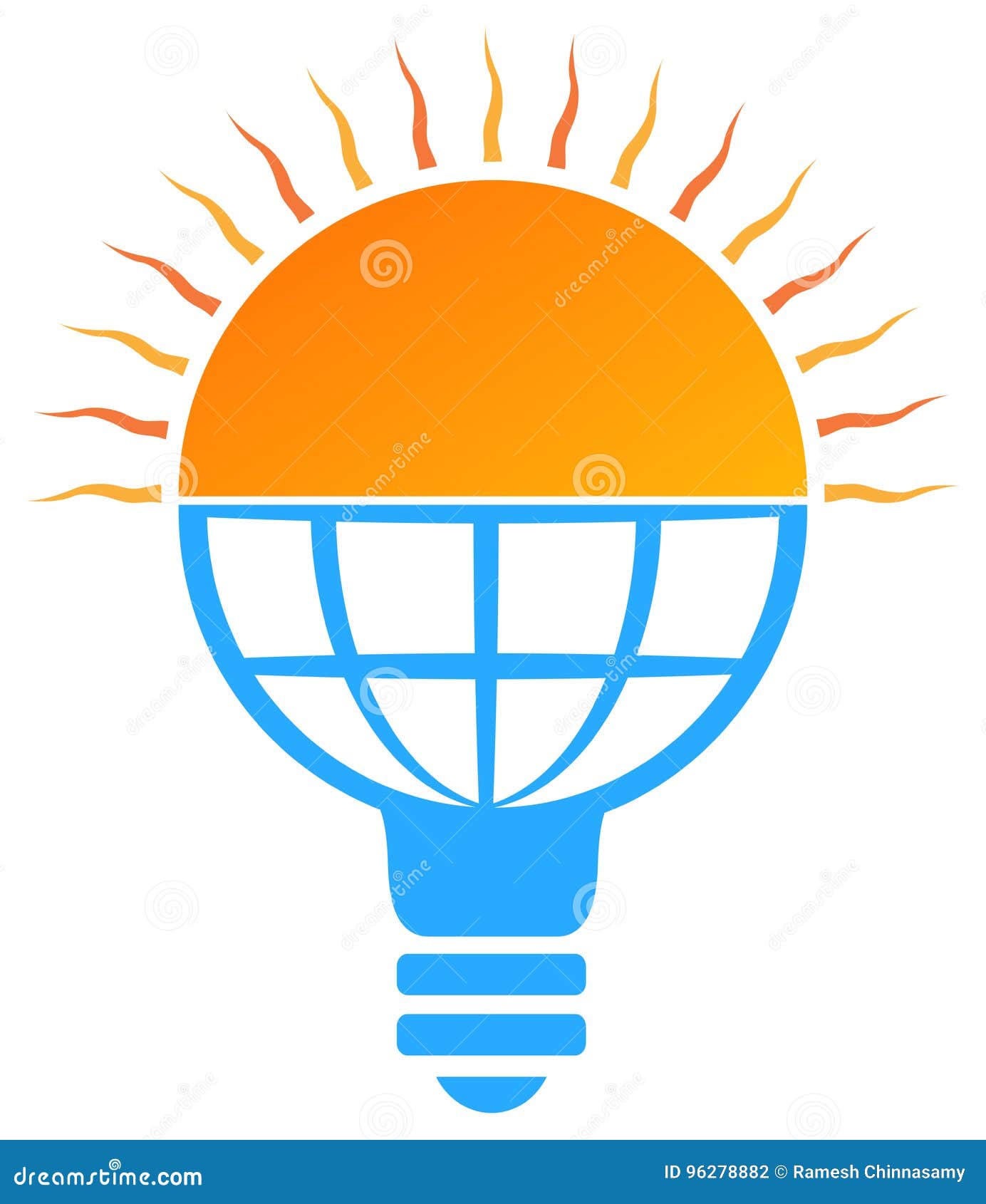 Solar Energy Sun Light Bulb Logo Stock Vector - Illustration of cartoon ...