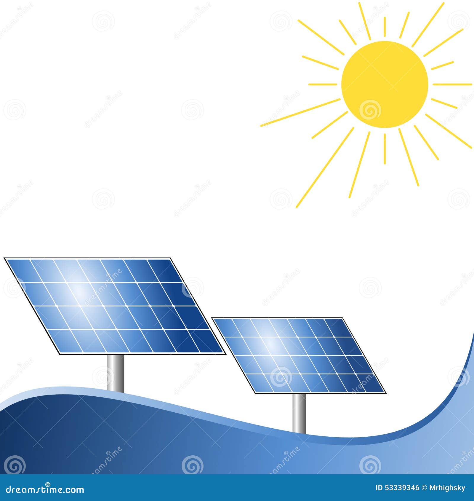 Solar energy stock vector. Illustration of modern, blue - 53339346