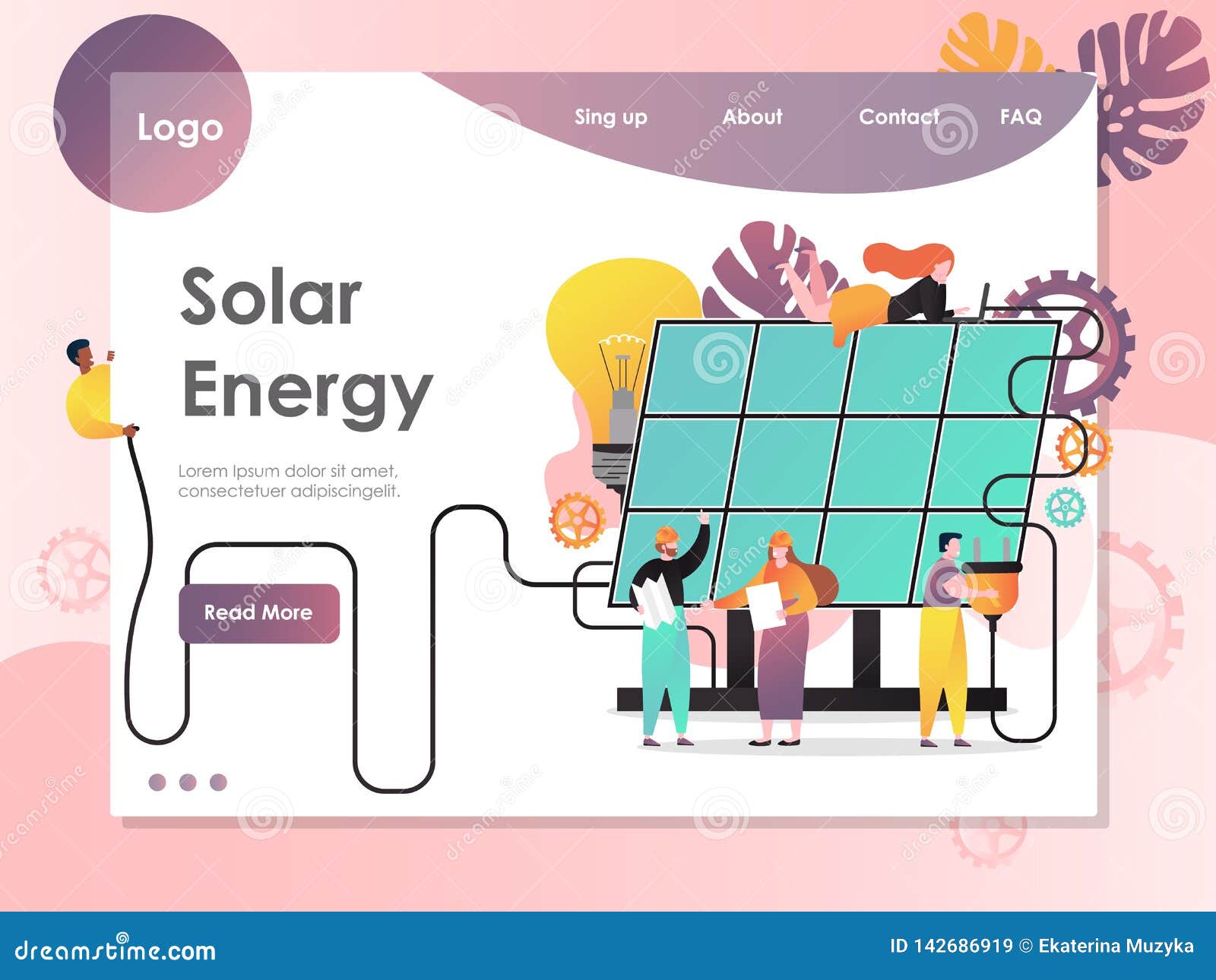 Solar Energy Vector Website Landing Page Design Template Stock Vector ...