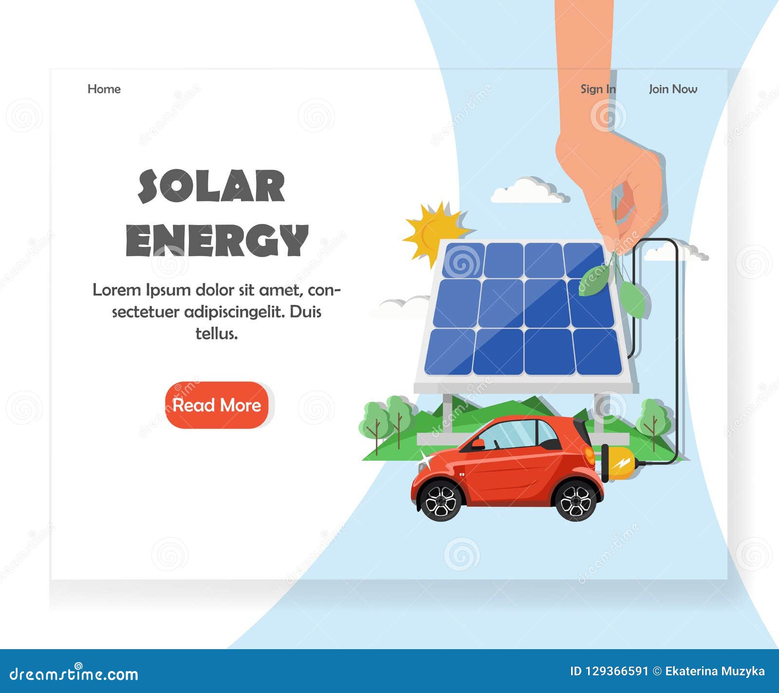 Solar Energy Website Homepage Vector Design Template Stock Vector ...